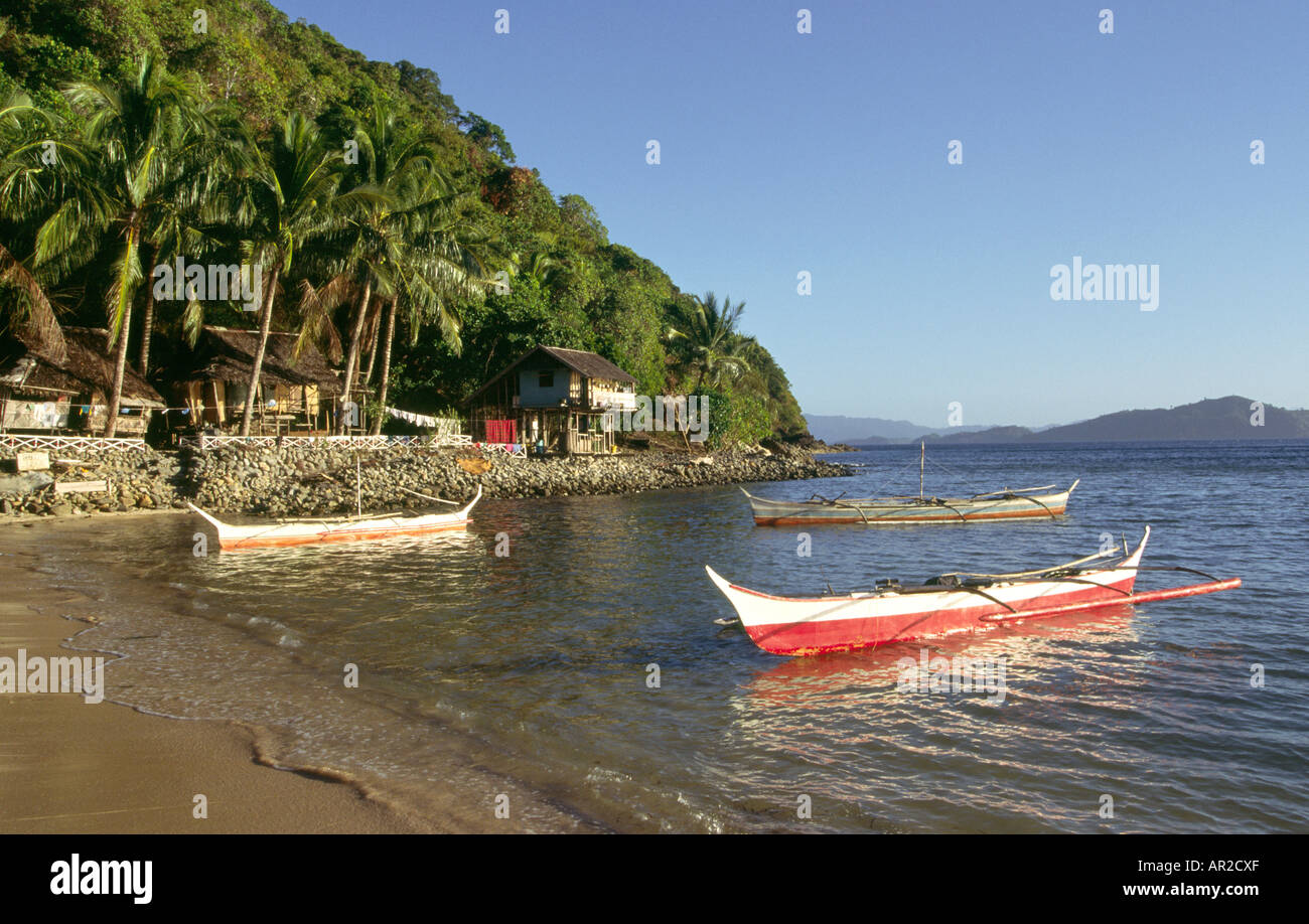 Philippines Palawan Boayan Island boats in the bay Stock Photo - Alamy