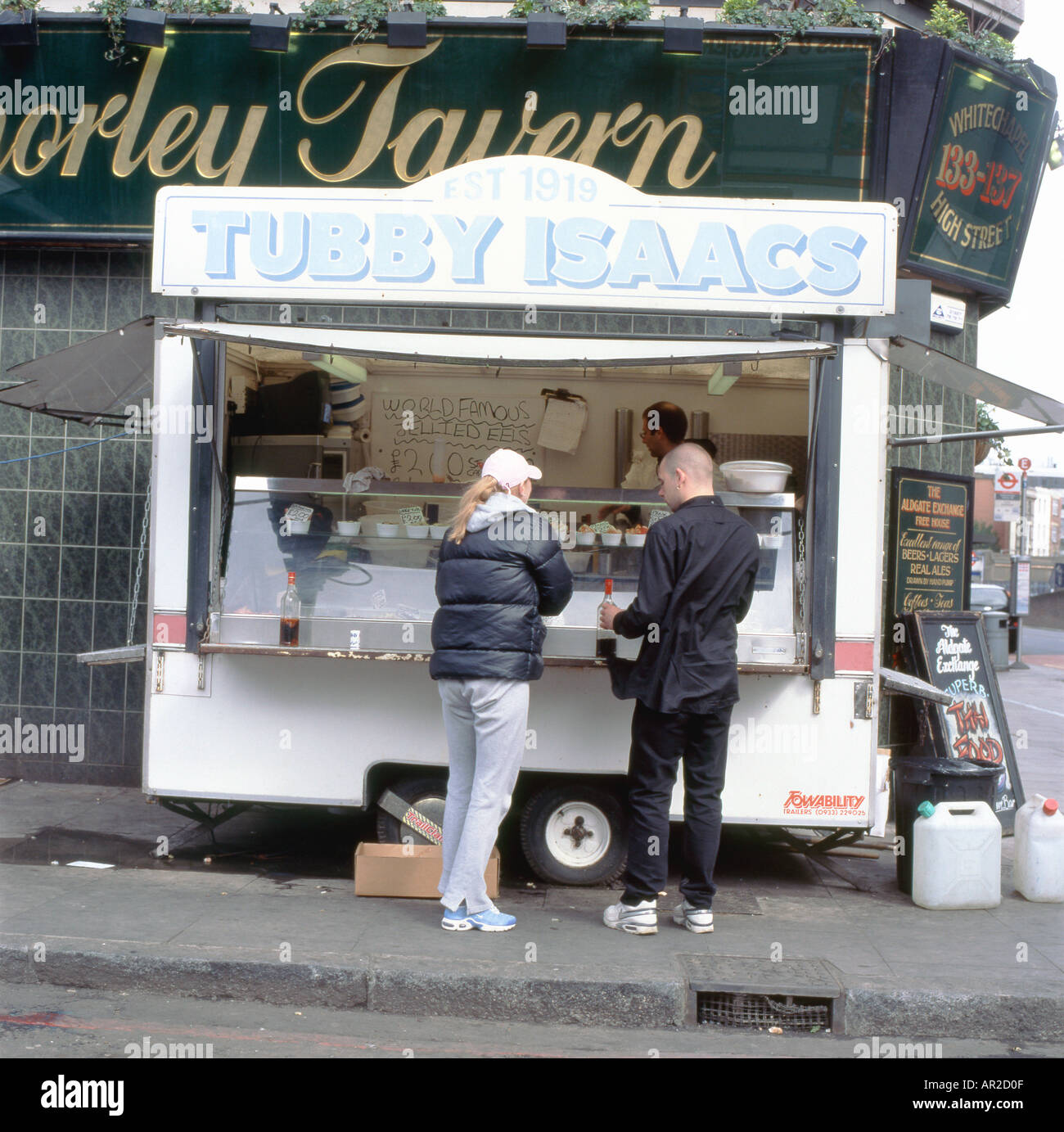 Tubby Isaacs jellied eels stall in Whitechapel High Street East End ...