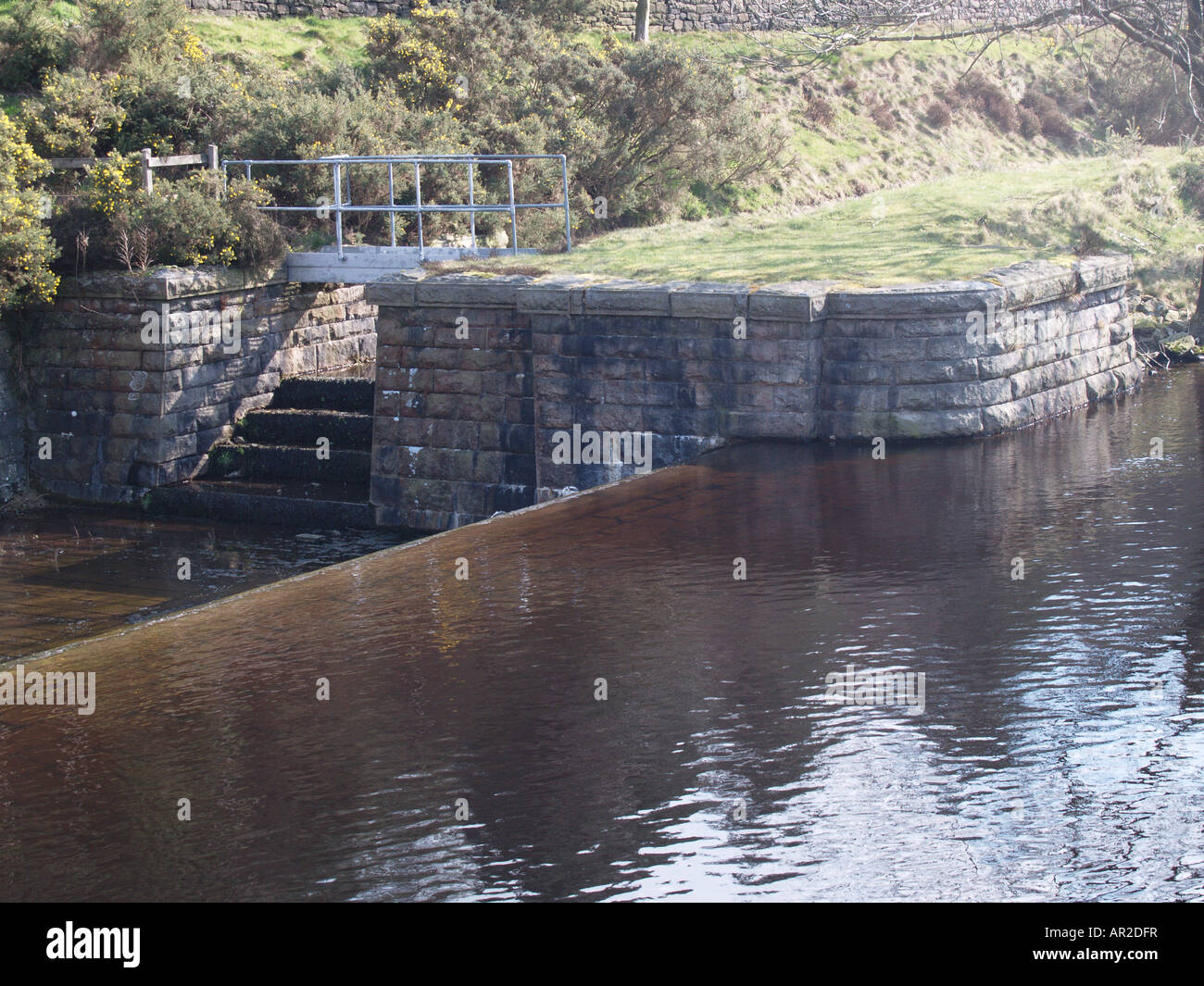 reservoir weir water supply still water reflection Stock Photo - Alamy