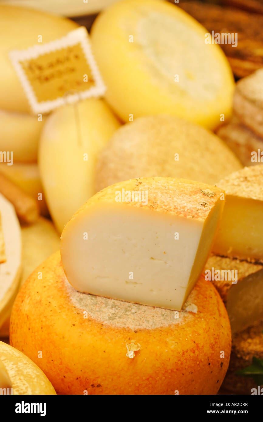 Italian cheese on sale in Tuscany, Italy Stock Photo - Alamy