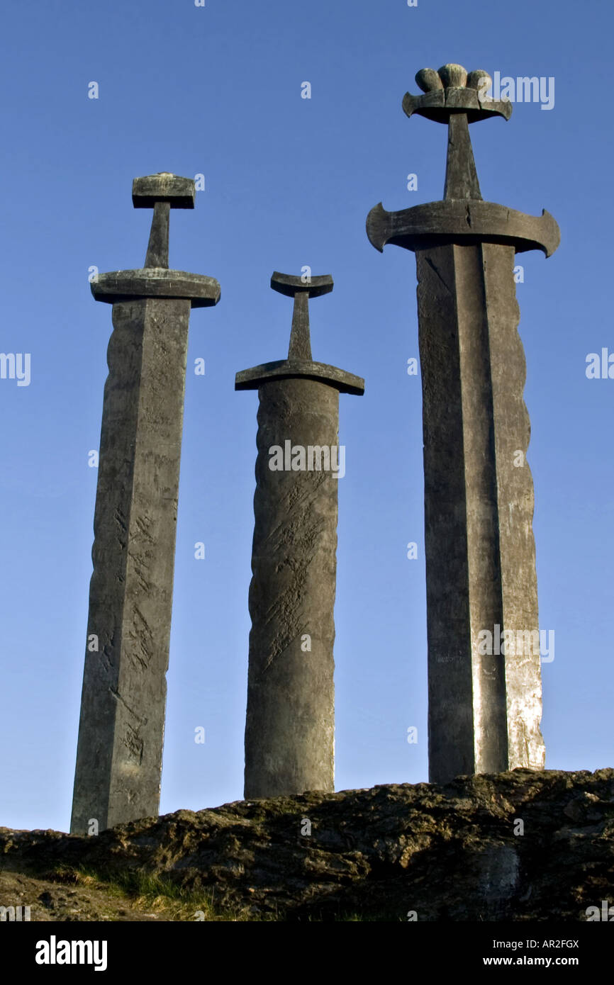 The three swords monument at hafrsfjord hi-res stock photography and ...