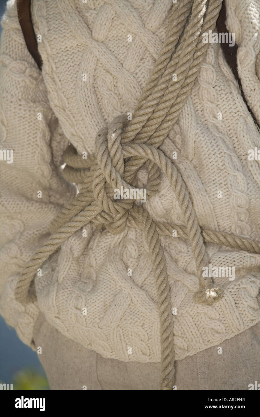 historic mountain climber with rope on his front, Austria, Gosautal ...