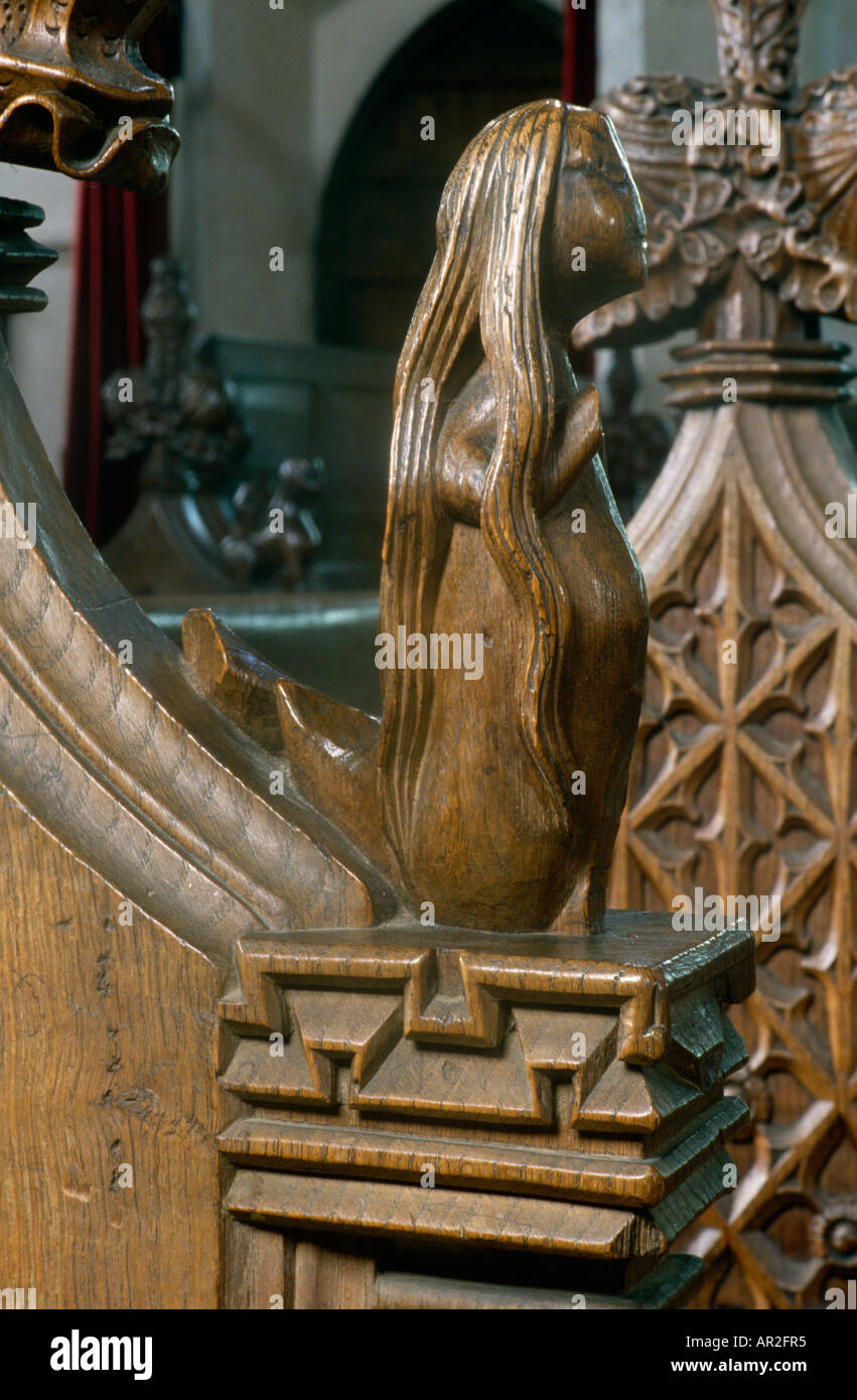 Carved mermaid in East Anglian Church Stock Photo - Alamy