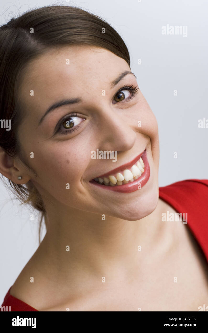 grinning joung woman Stock Photo - Alamy