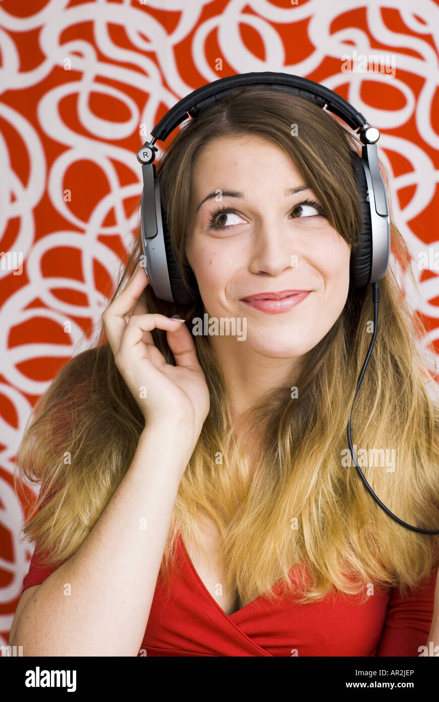 young woman with headphones Stock Photo - Alamy