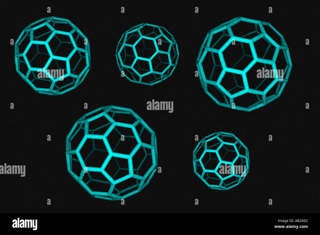 molecular model showing the structure of buckminsterfullerene Stock ...