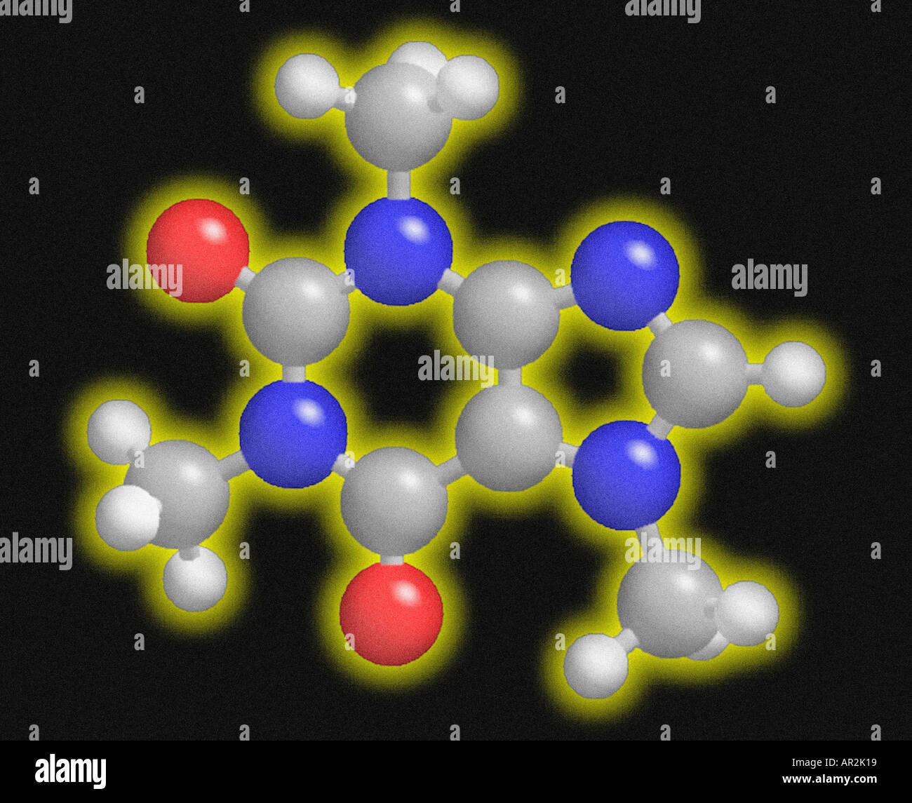 3D computer model of the caffeine molecule Stock Photo - Alamy