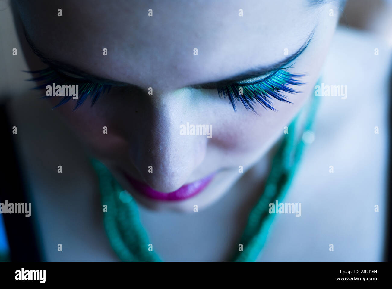 eyelashes of rouged young woman Stock Photo - Alamy