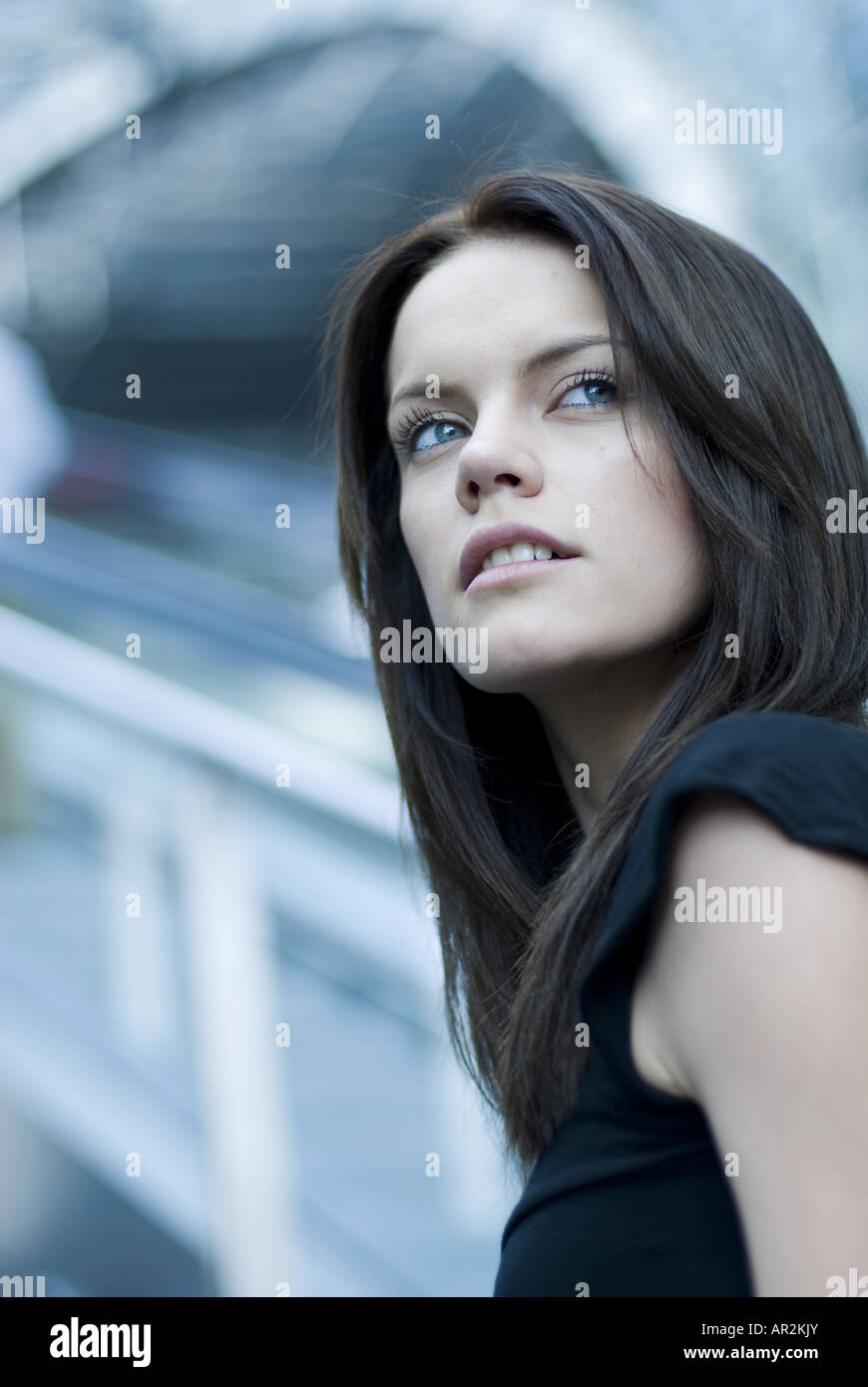 young woman looking keen Stock Photo - Alamy