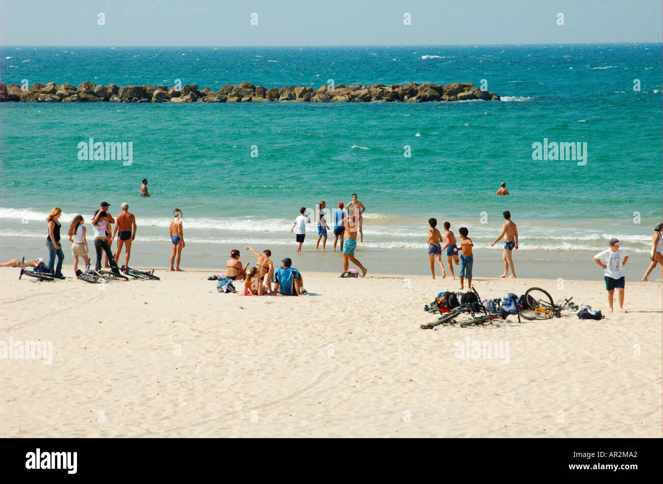 Israel Having fun on the Tel Aviv beach during Yom kippur Stock Photo ...