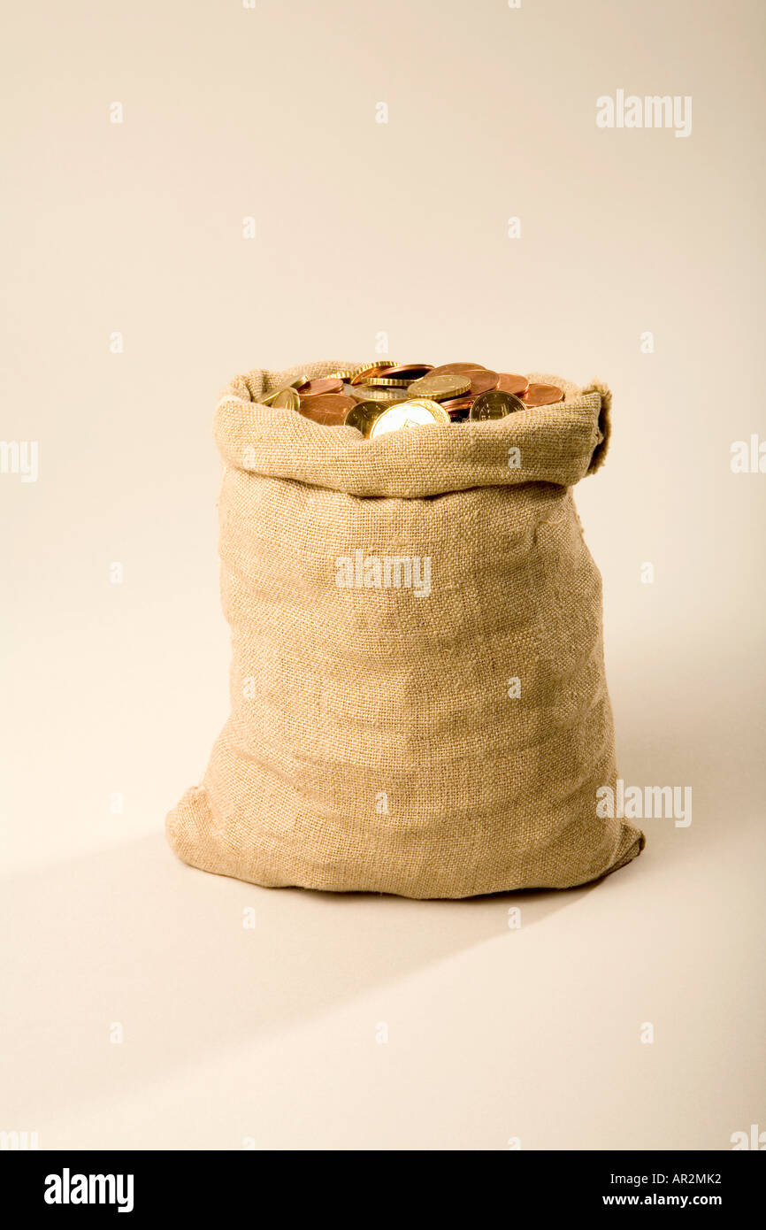 A sack of euro coins Stock Photo - Alamy