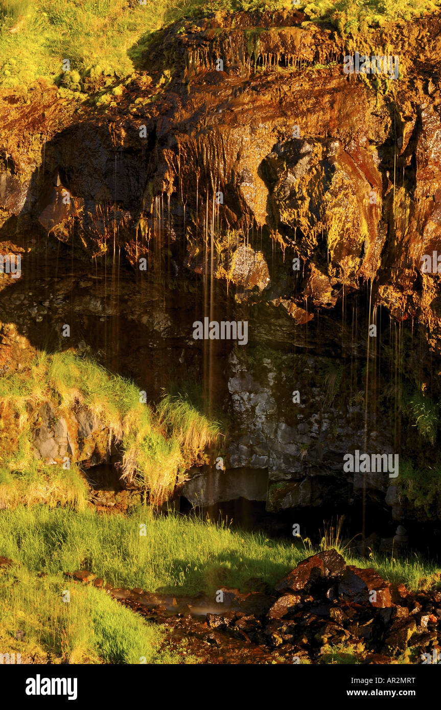 water dropping from a rock, Iceland Stock Photo - Alamy