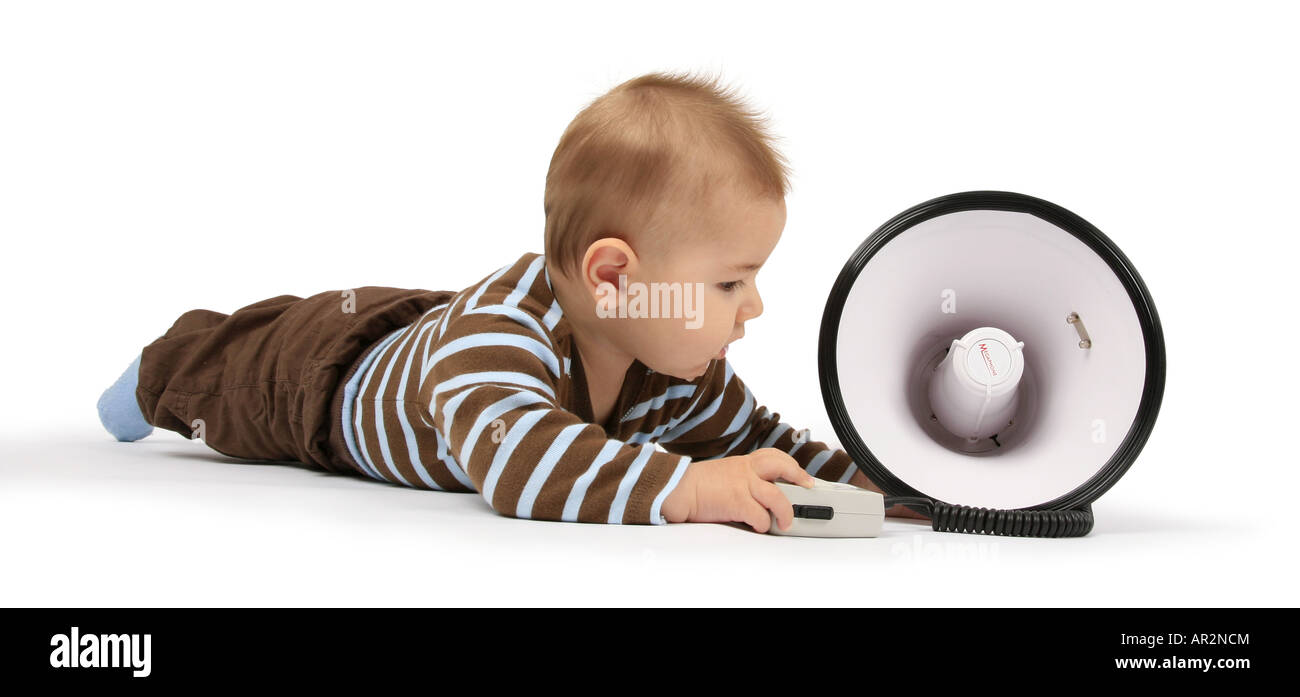 baby with megaphone Stock Photo - Alamy