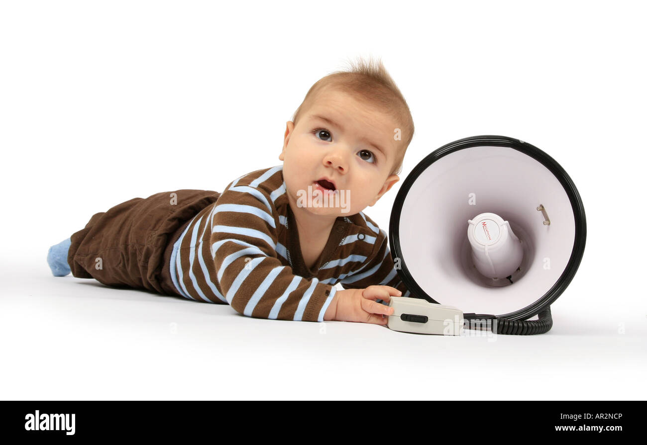 baby with megaphone Stock Photo - Alamy