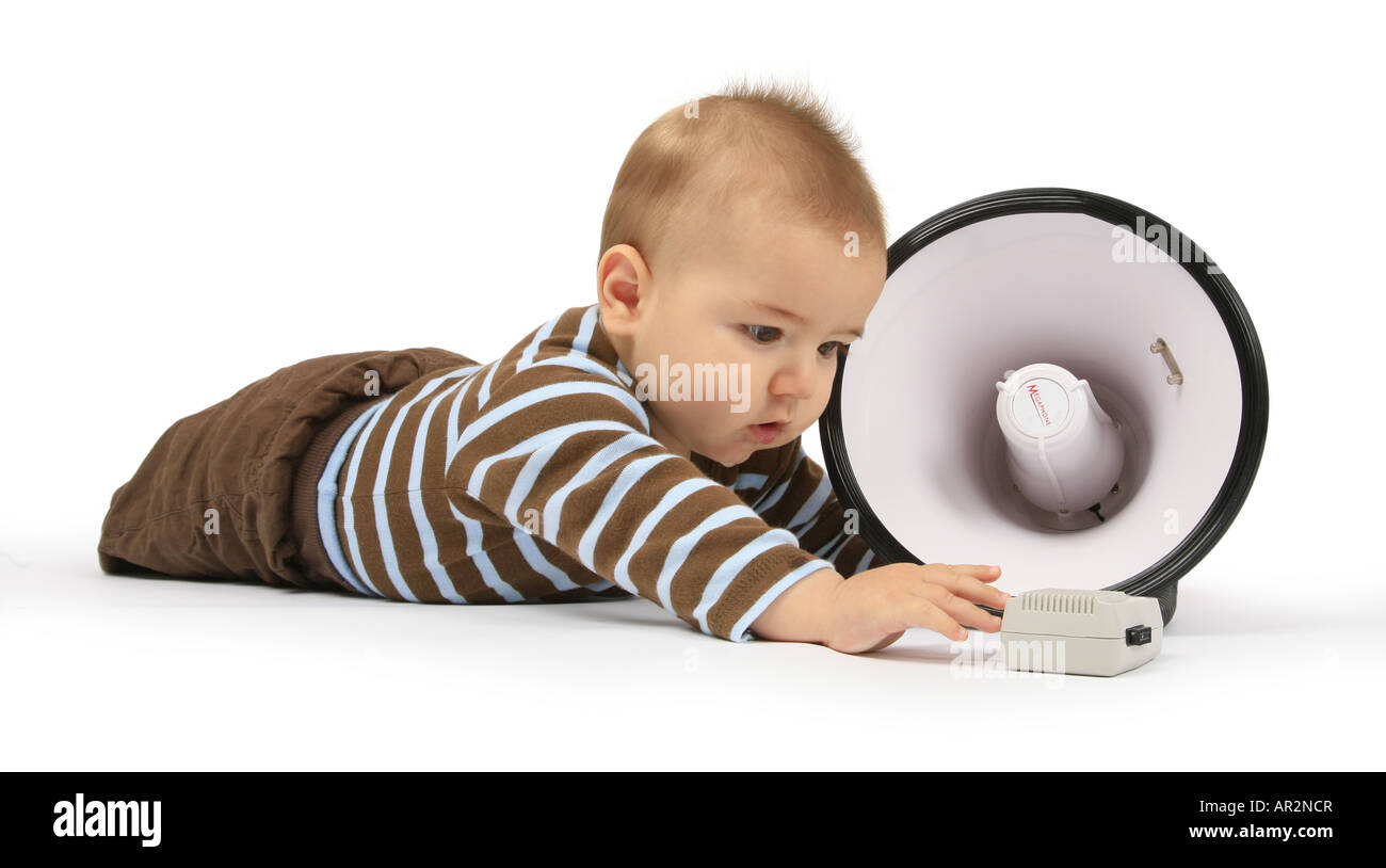 baby with megaphone Stock Photo - Alamy