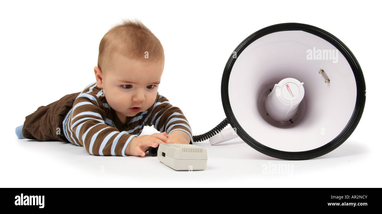 baby with megaphone Stock Photo - Alamy