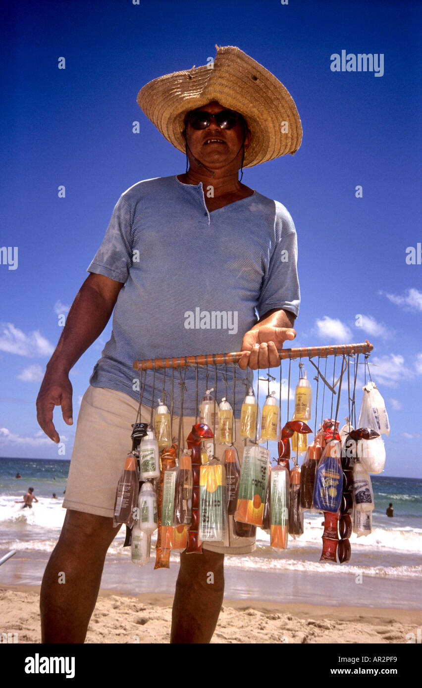 Sun tan lotion seller on Copacabana Beach, Rio de Janeiro, Brazil ...