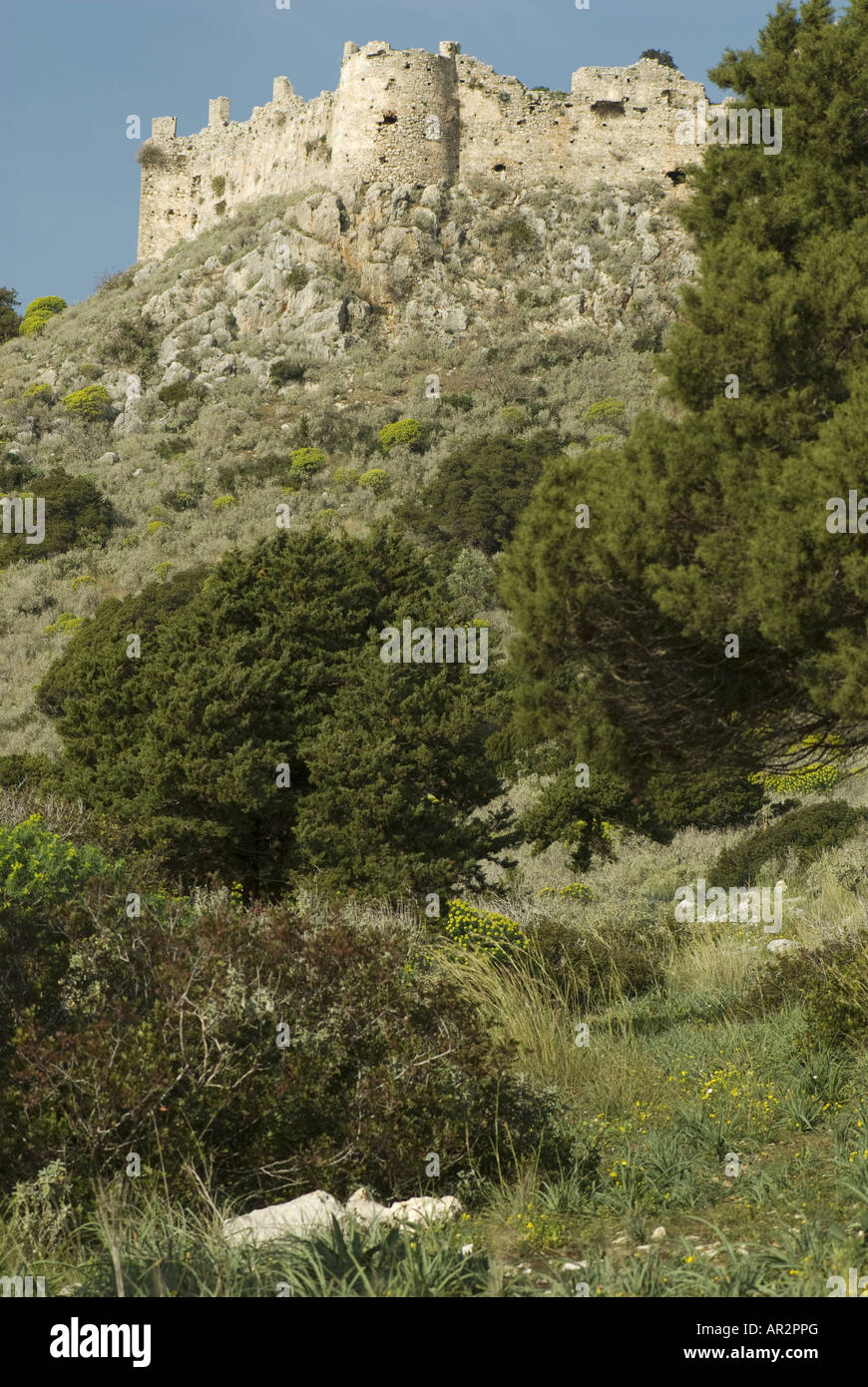 Frankish castle from the 12th century, Greece, Peloponnes Stock Photo ...