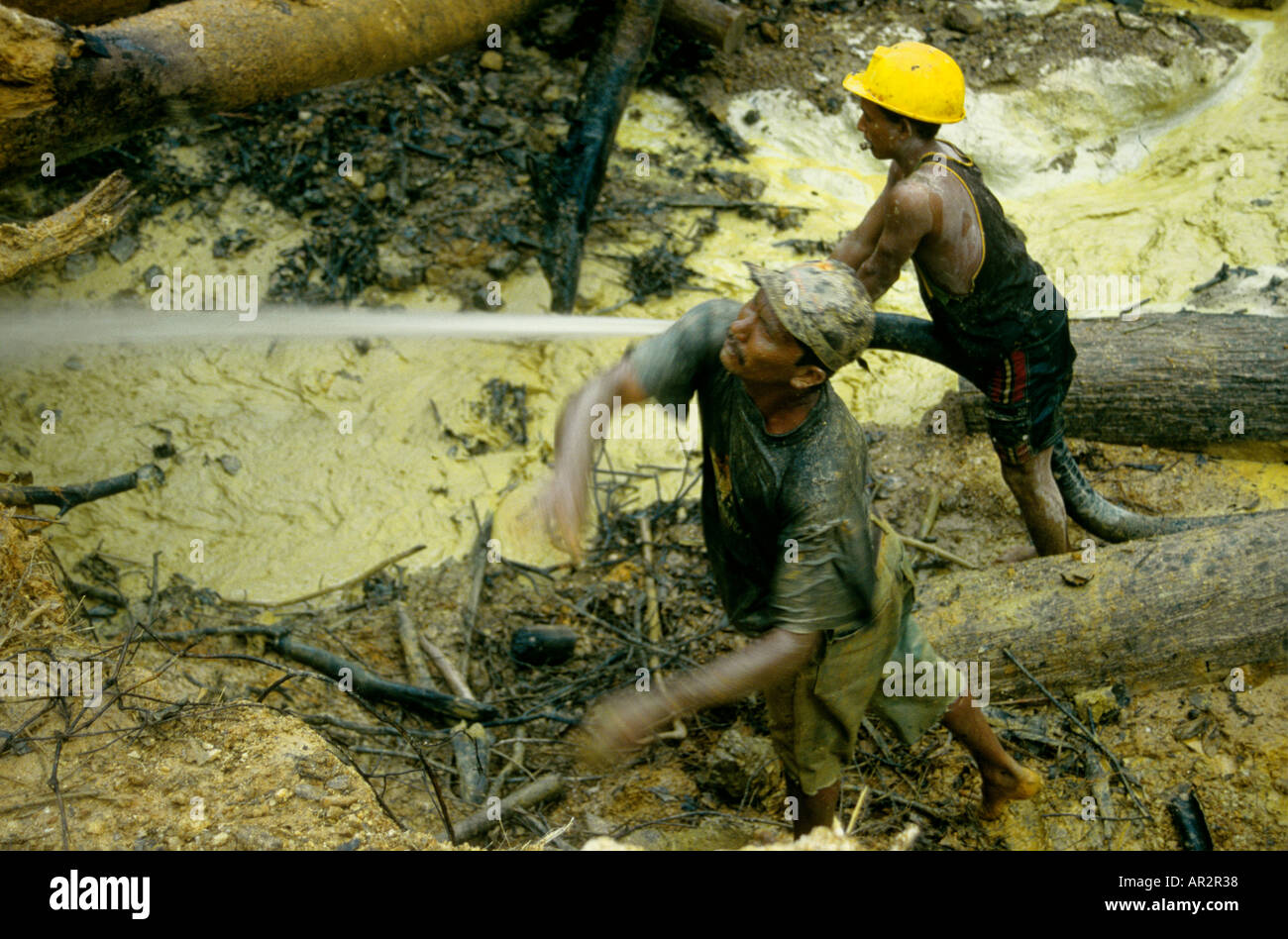 Surface gold mining near El Callao, Lower Orinoco, Venezuela Stock ...