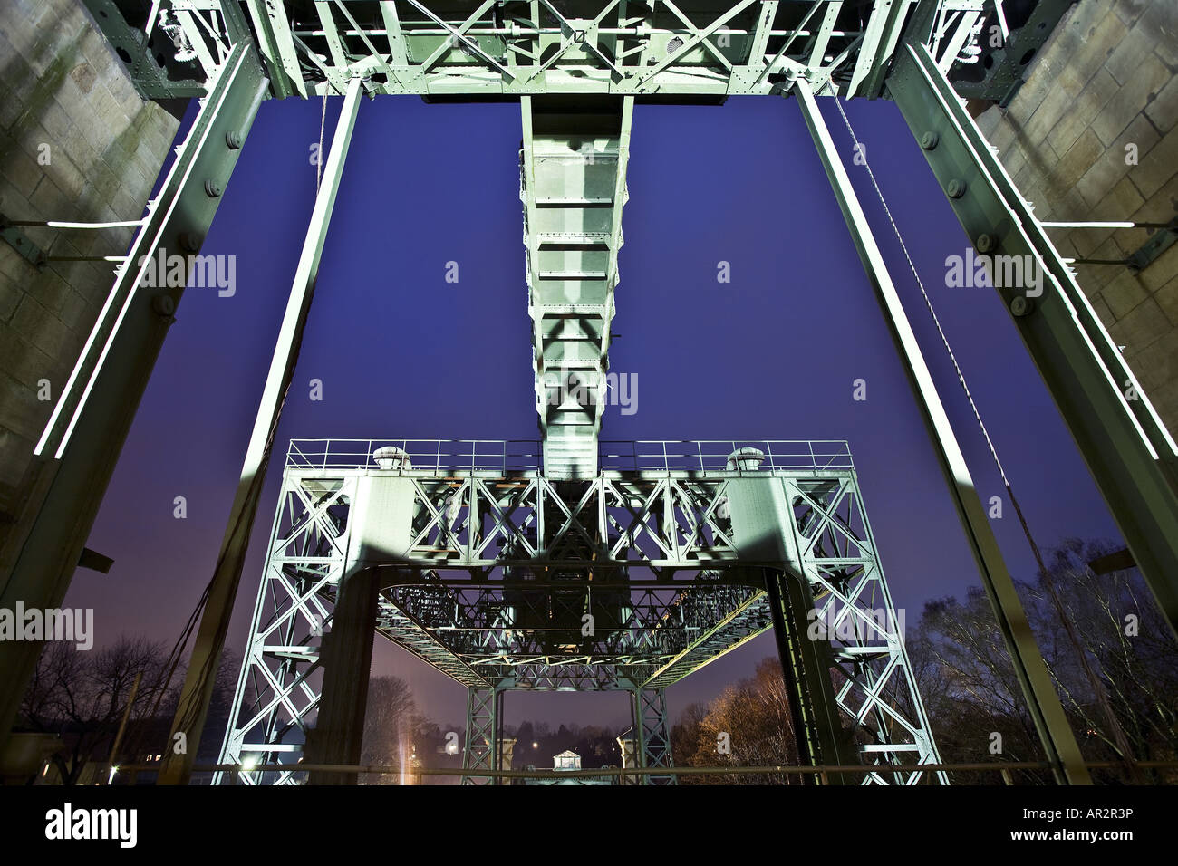 Industrial Museum Ship Lift Henrichenburg at twilight, Germany, North ...