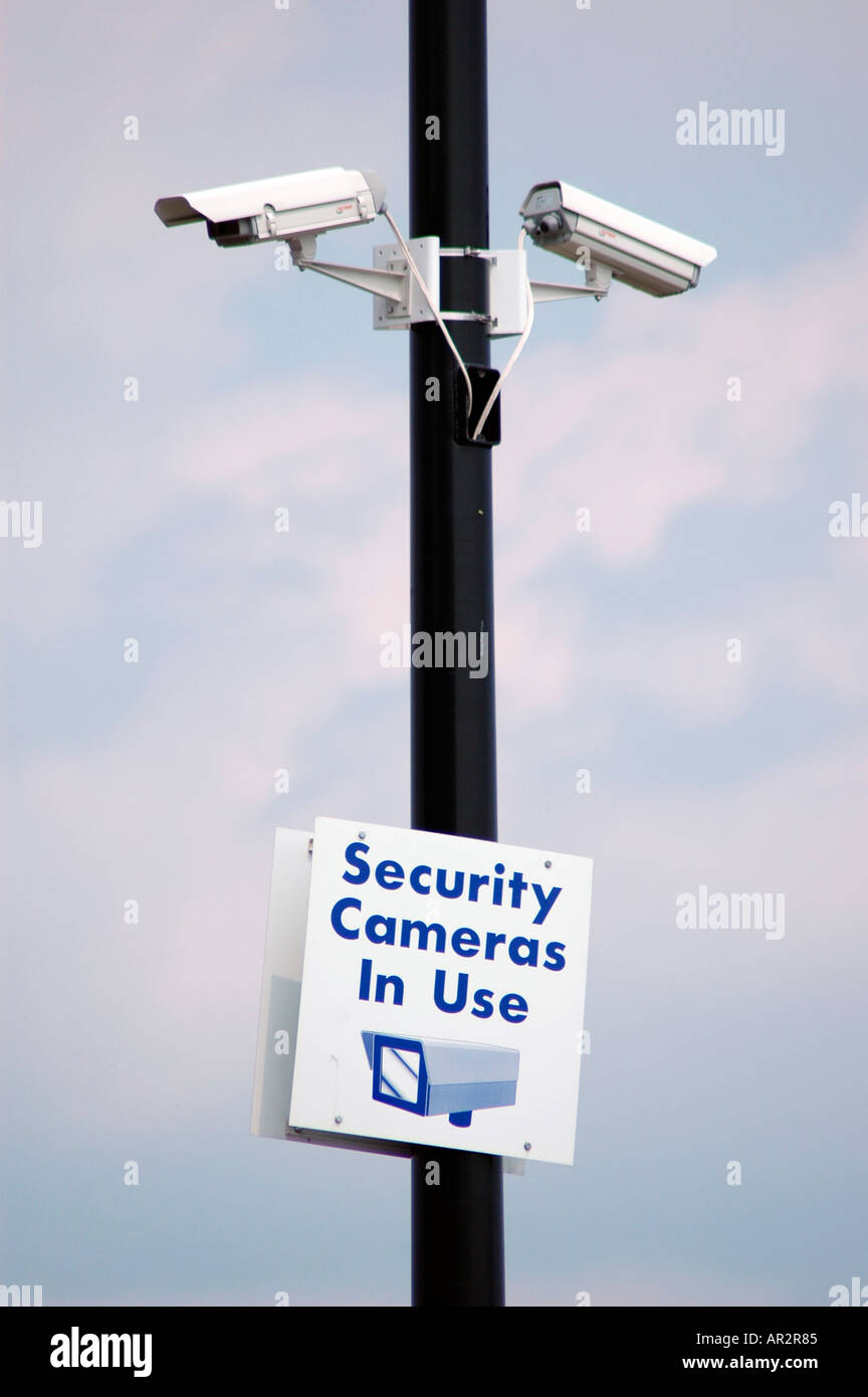Parking lot security cameras in Use for public safety with notice in ...