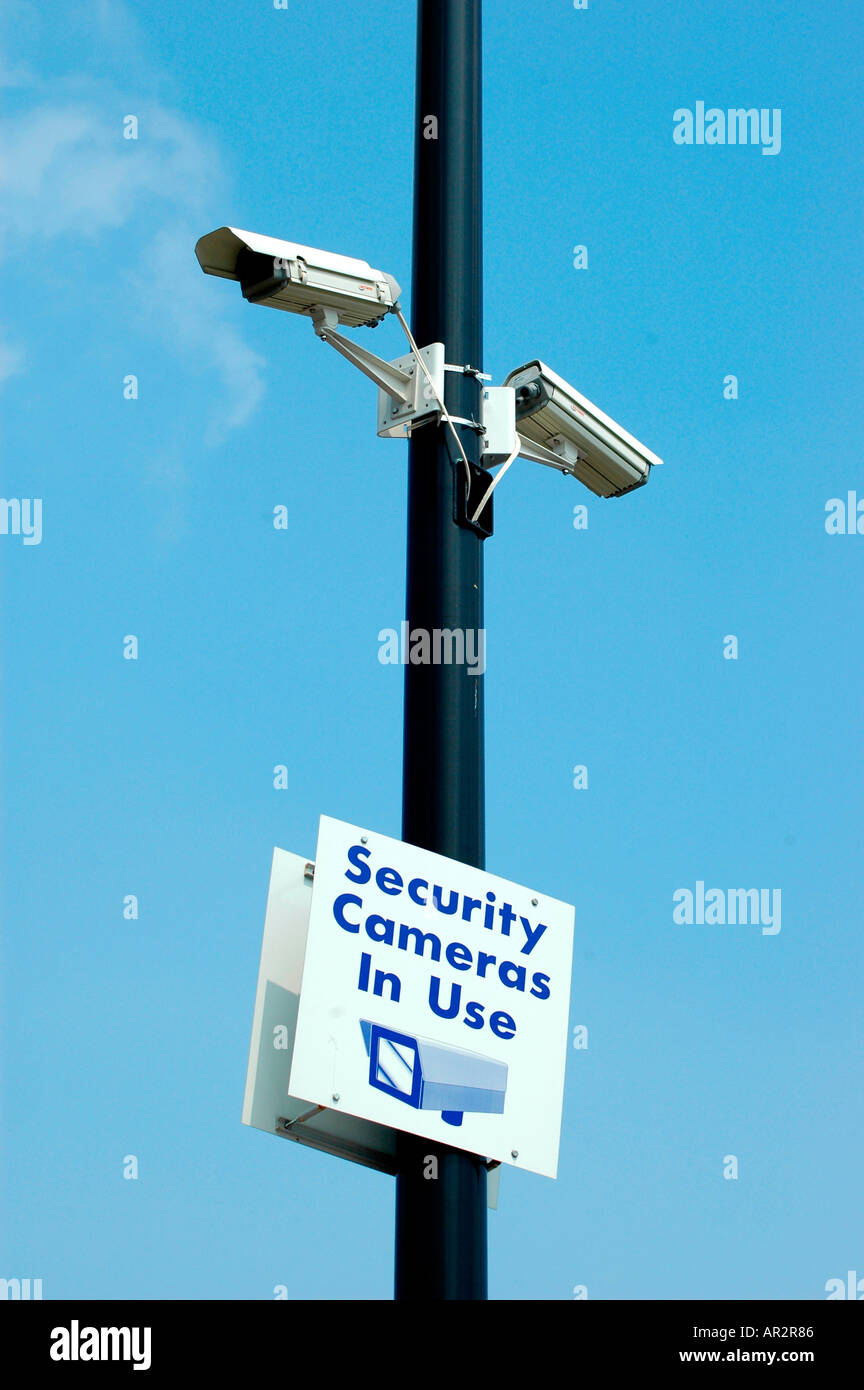 Parking lot security cameras in Use for public safety with notice in ...