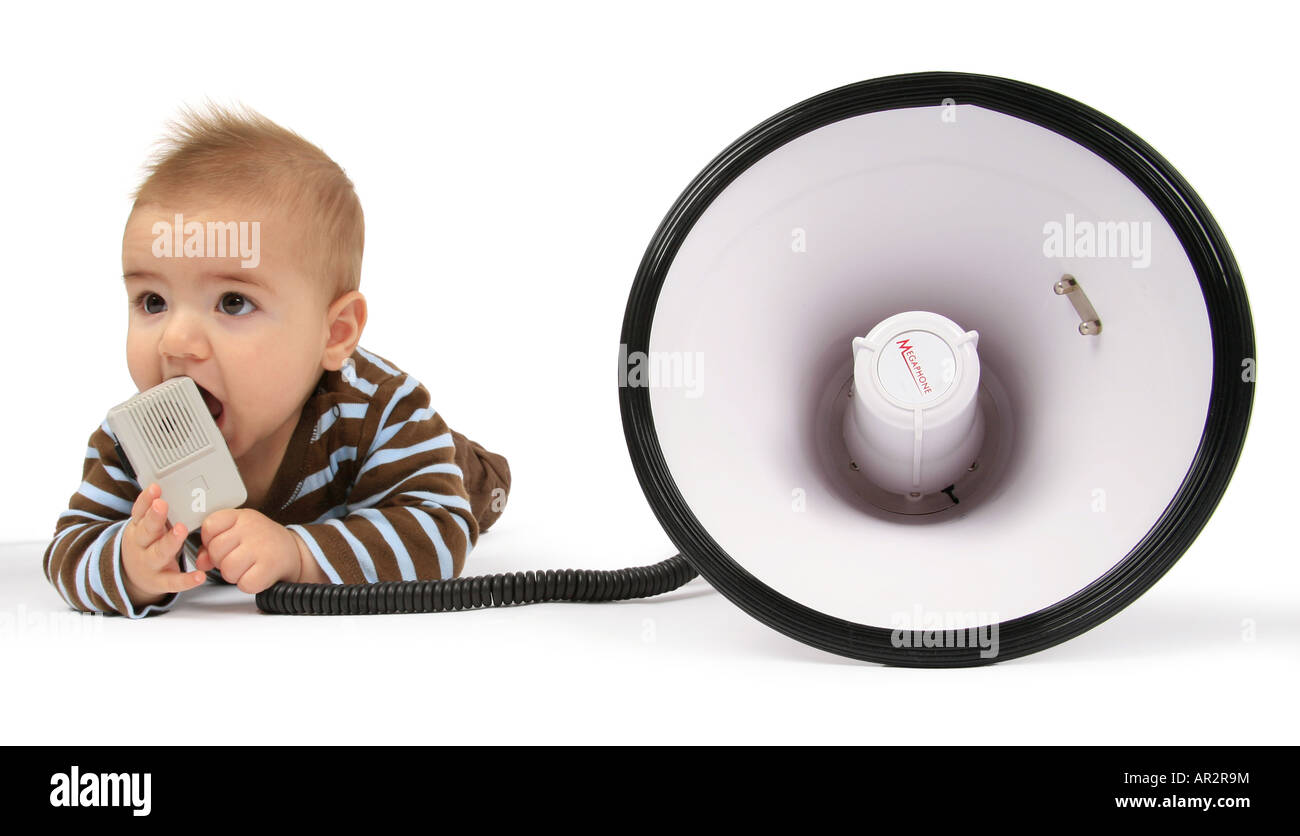 baby with megaphone Stock Photo - Alamy