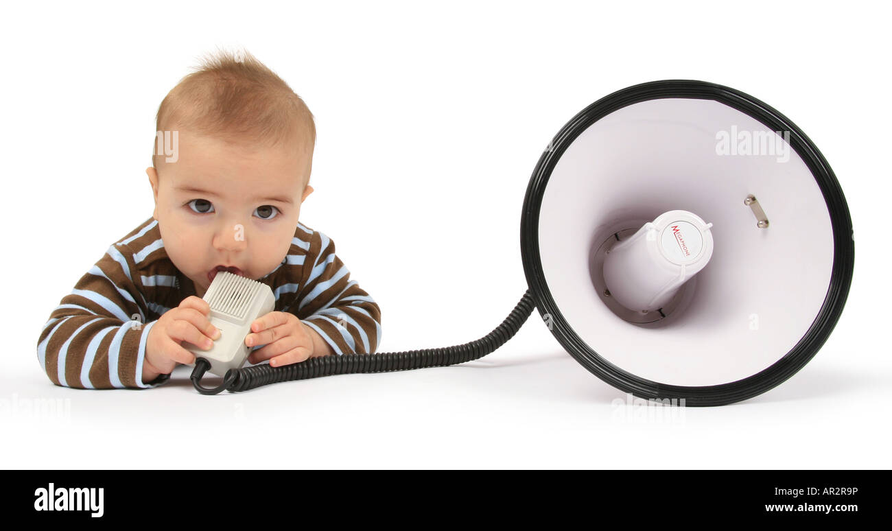 baby with megaphone Stock Photo - Alamy