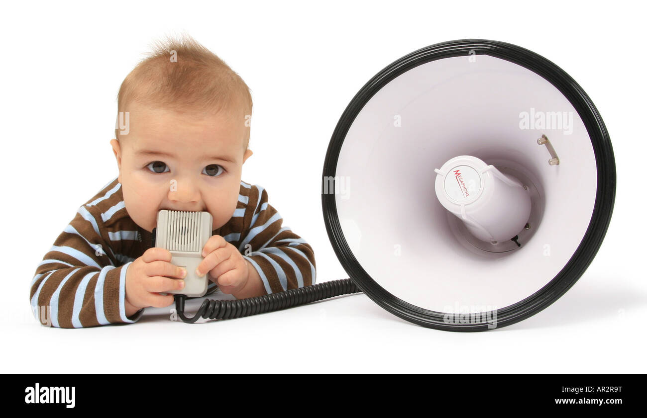 baby with megaphone Stock Photo - Alamy