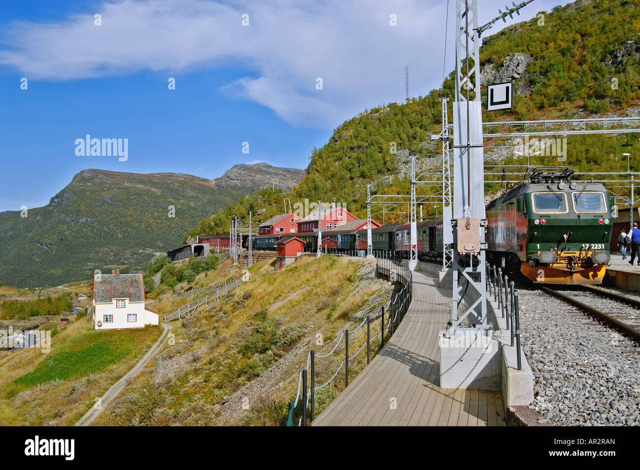 famous Flam Railway at Myrdal station, one of the highest altidute train operated worldwide ...