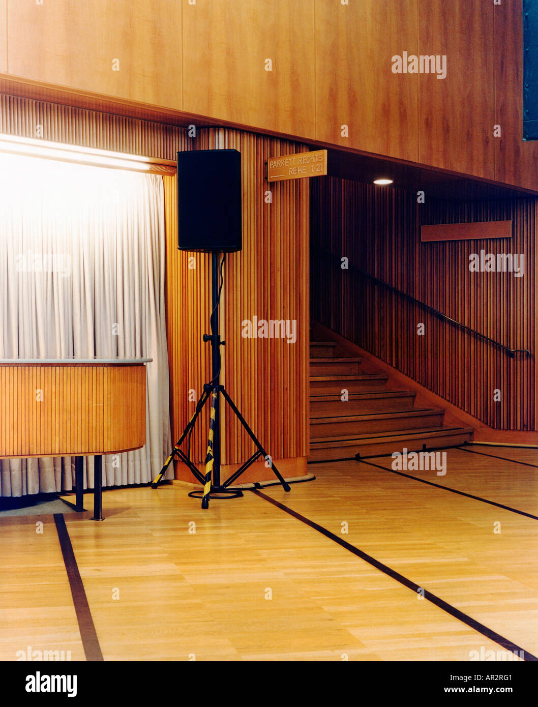 Radio station with wooden lobby Stock Photo - Alamy