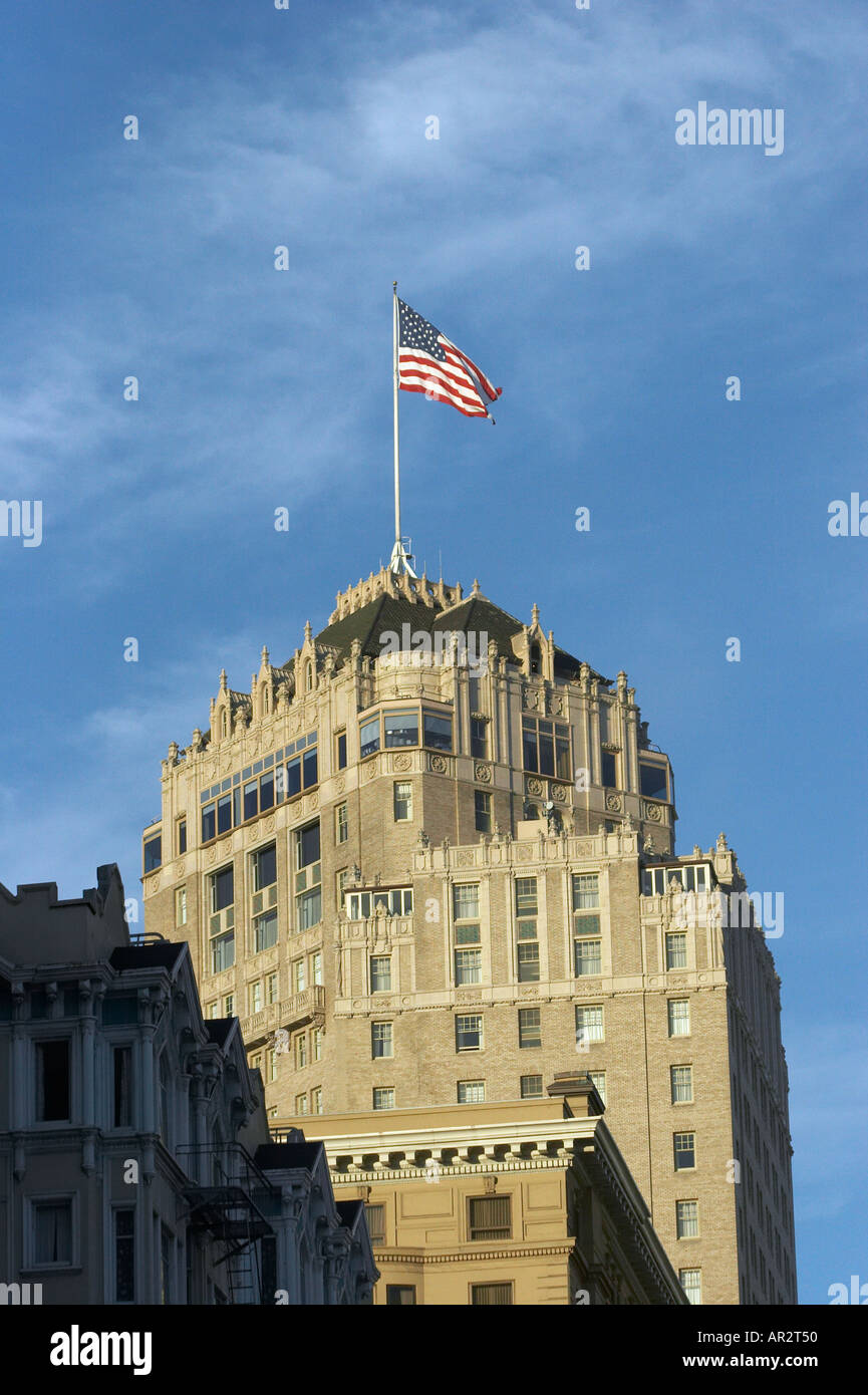 American Flag on building Nob Hill San francisco California USA Stock ...