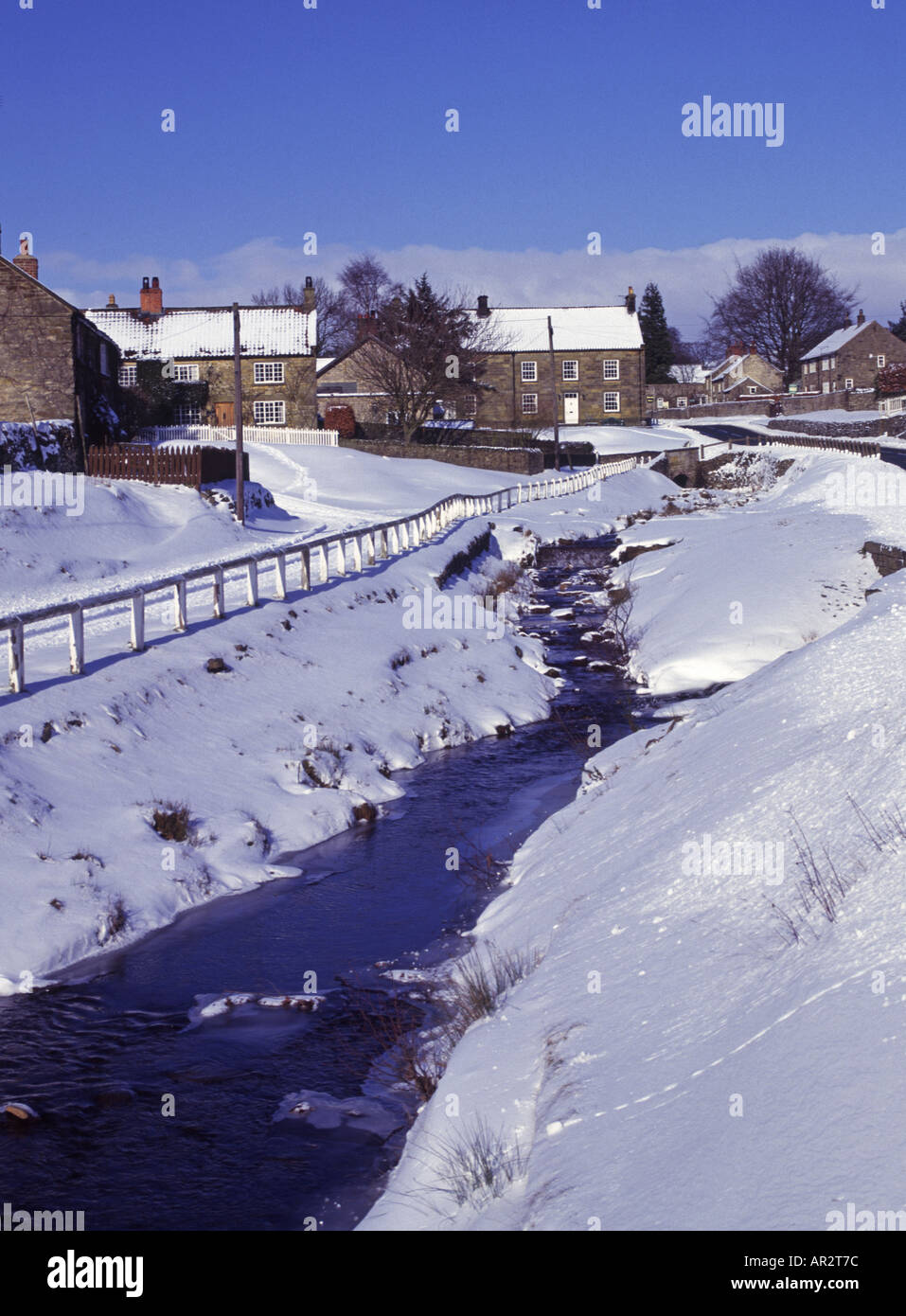 Winter snow Hutton le Hole village North Yorkshire Moors Stock Photo ...