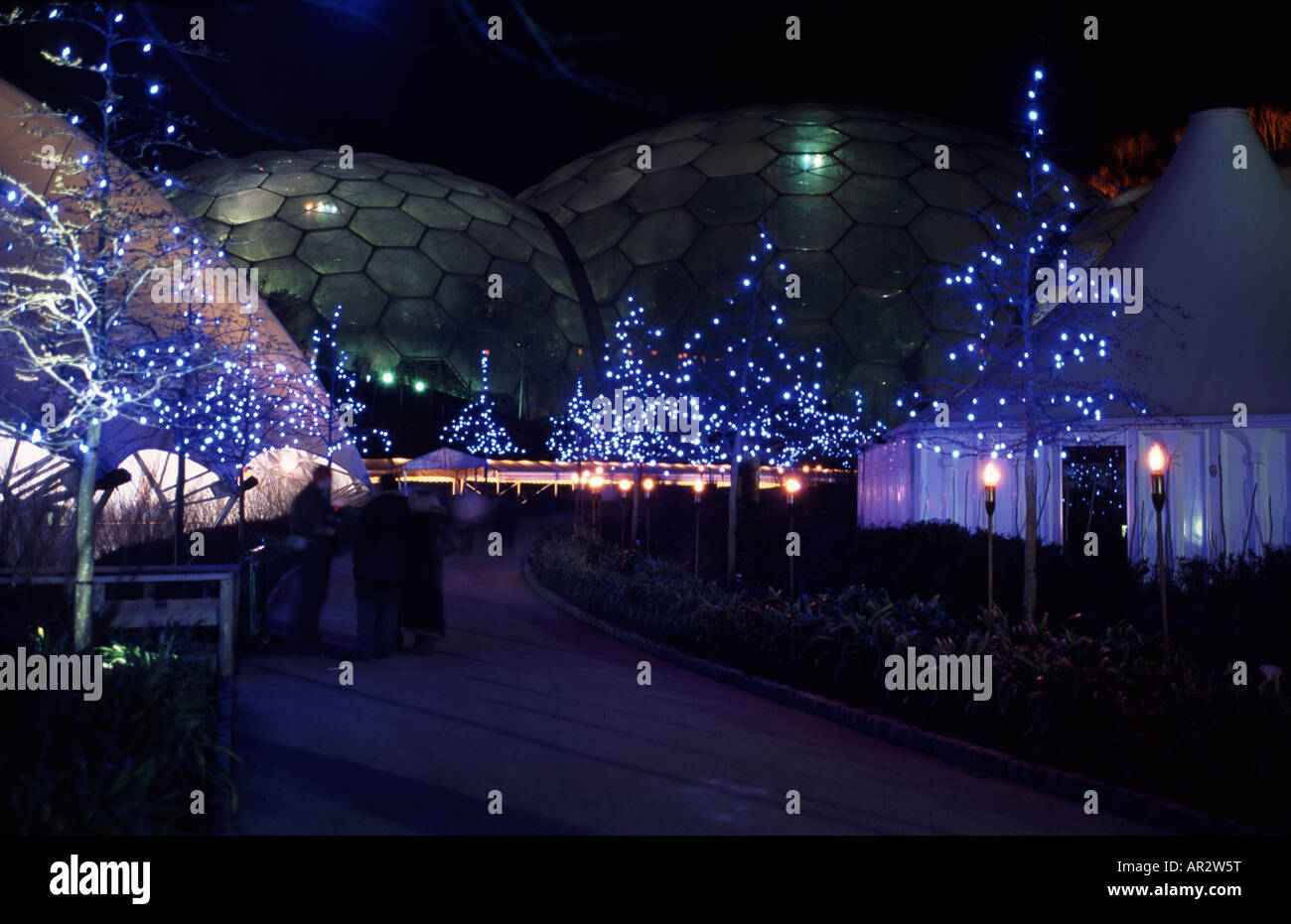 Eden at night during the Time of Gifts, when the biomes are floodlit ...