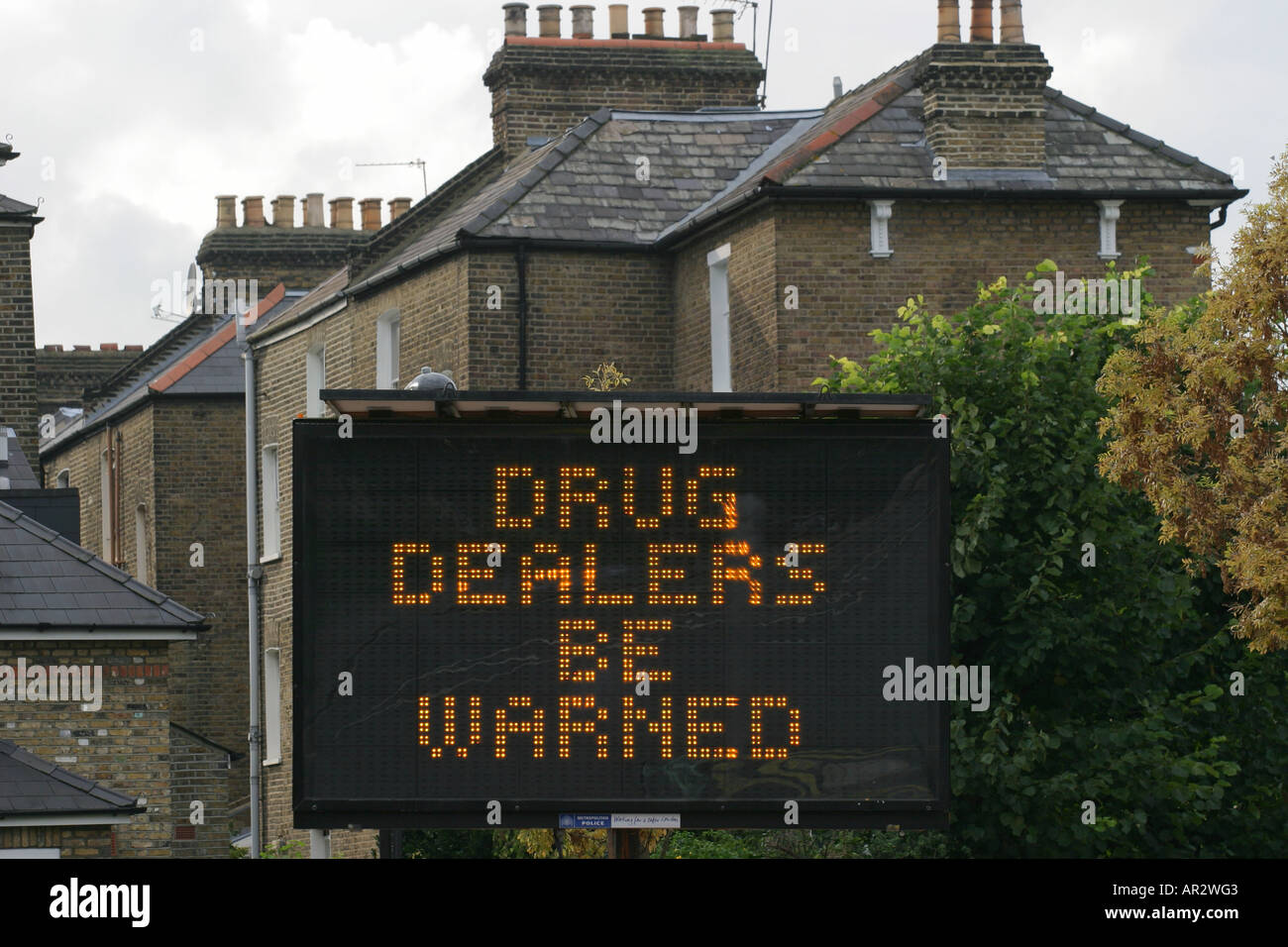 Police warning sign, Finsbury Park, London, UK, relating to drug ...