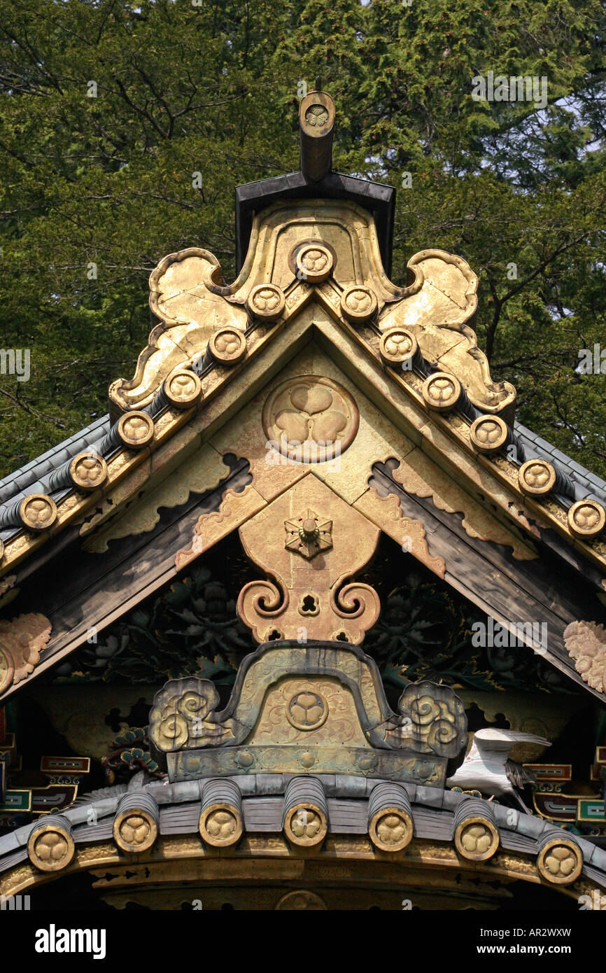 Detail of temple Toshogu Shrine (Tosho-gu), Nikko, Japan Stock Photo ...
