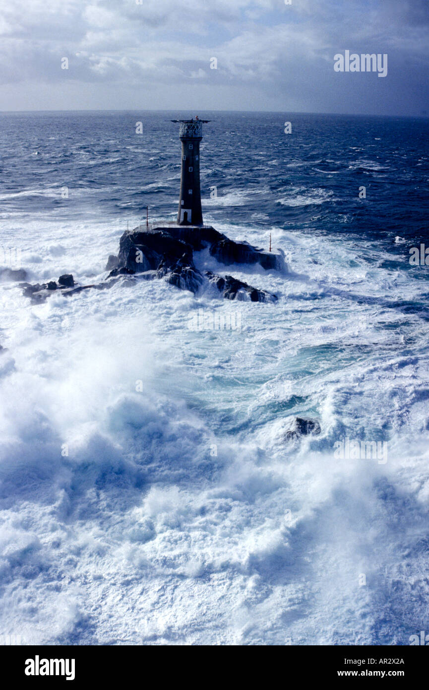 Longships lighthouse Lands End Cornwall English Channel England UK ...