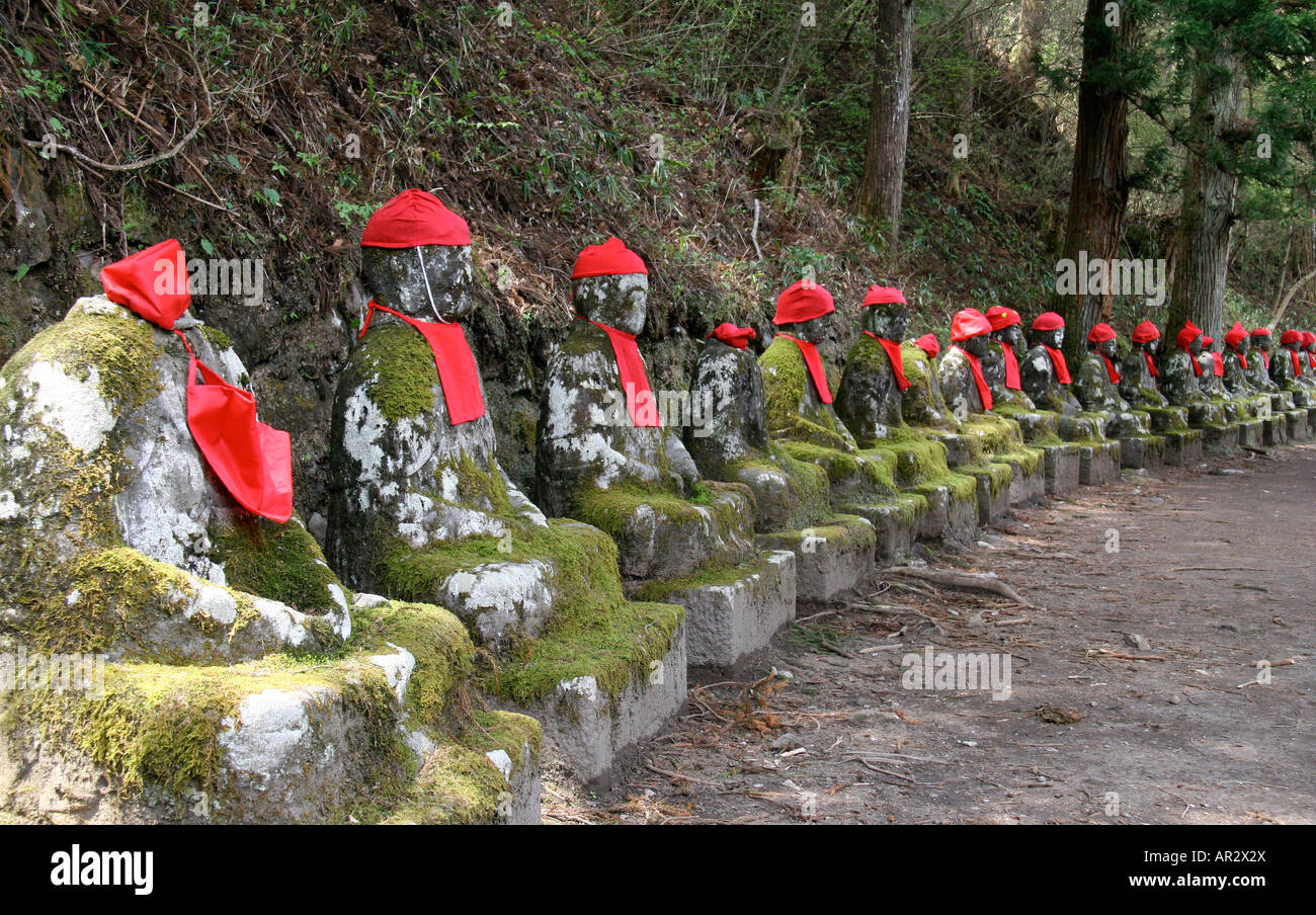 The Narabi-jizo, fifty statues of Jizo the Buddhist saint of travellers ...