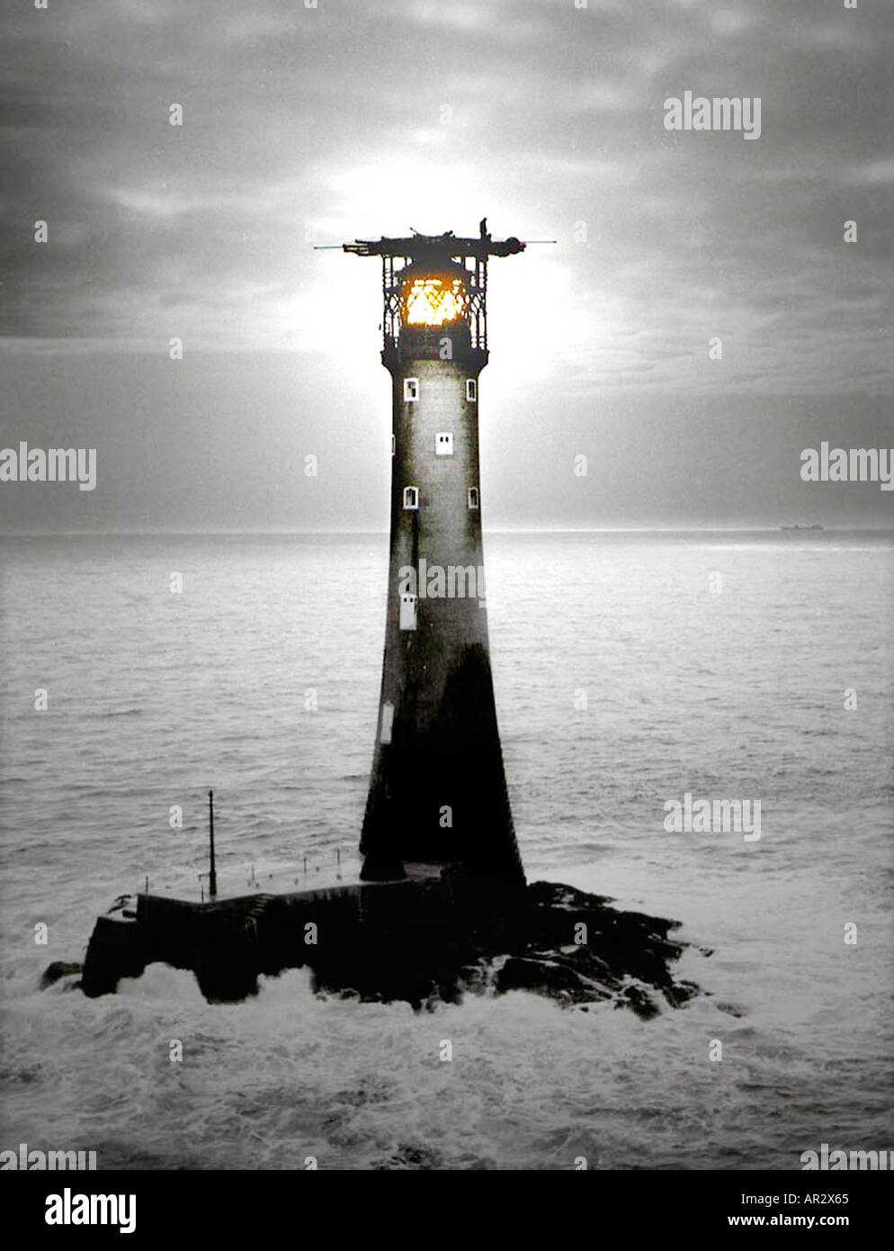 Wolf Rock lighthouse English Channel Cornwall England UK Stock Photo ...