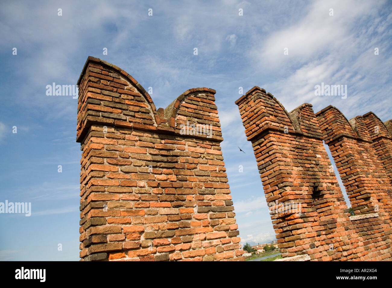 Brick Castle Ramparts in Verona Italy Stock Photo - Alamy