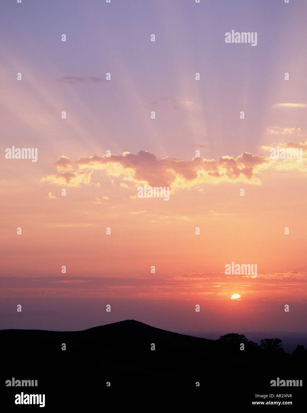 sunset over the Loess Hills, Loess Hills Wildlife Area, Iowa USA Stock ...