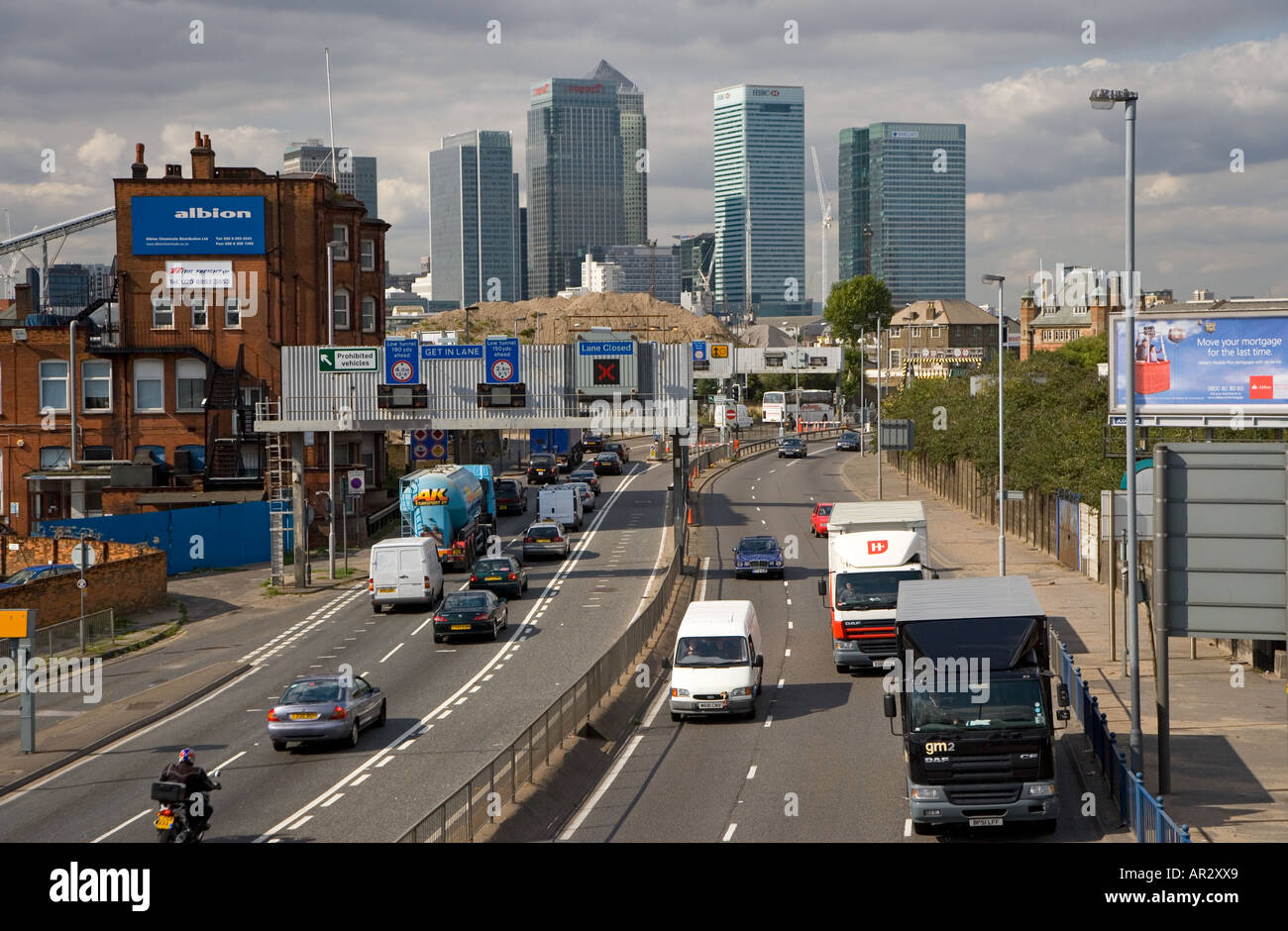 Blackwall Tunnel & Canary Wharfe London UK Stock Photo - Alamy