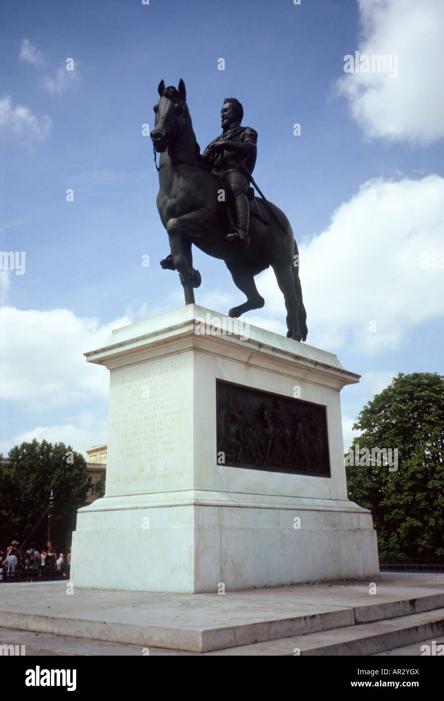 Equestrian bronze statue of King Henry IV of France on Square du Vert ...