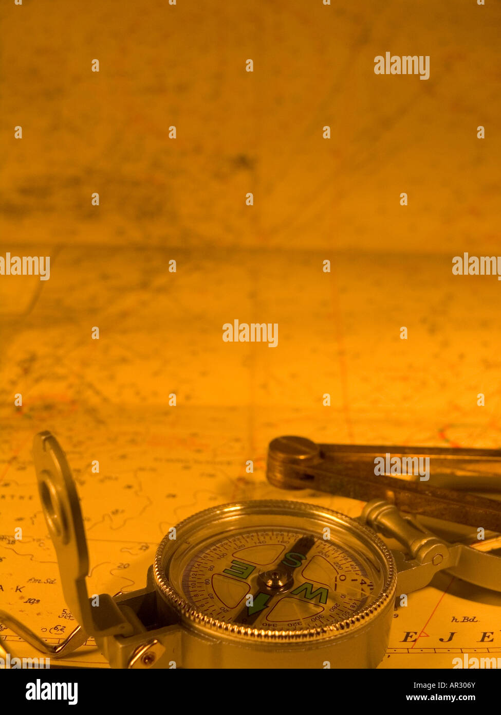 Compas nautical map Both navigational tools Stock Photo - Alamy