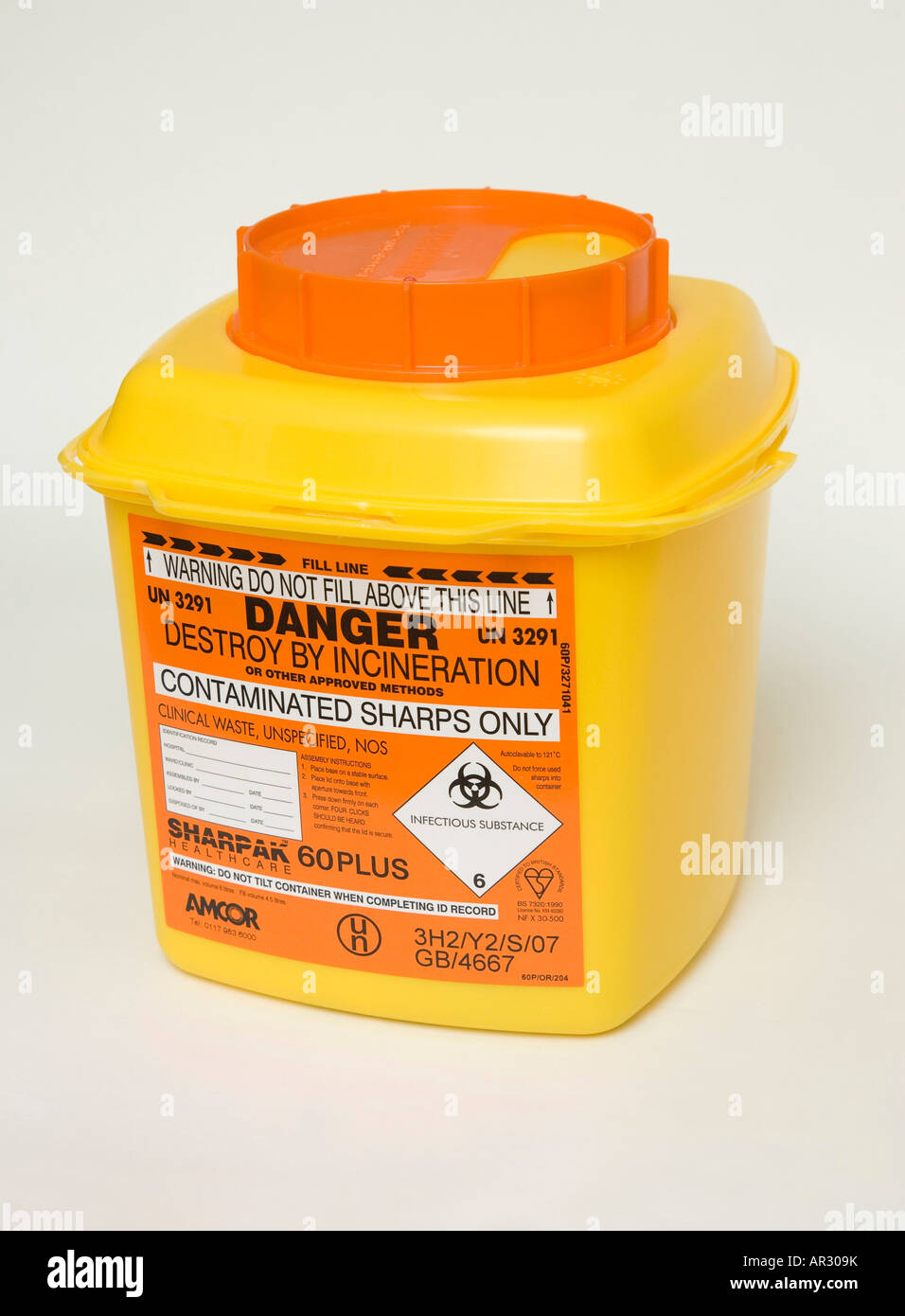 label on a container for clinical waste that is a biological hazard ...