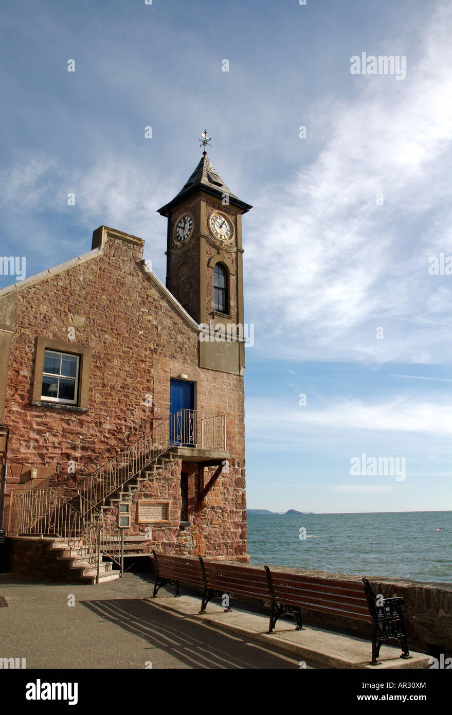 The Institute clock tower in the village of Kingsand, Cornwall Stock ...