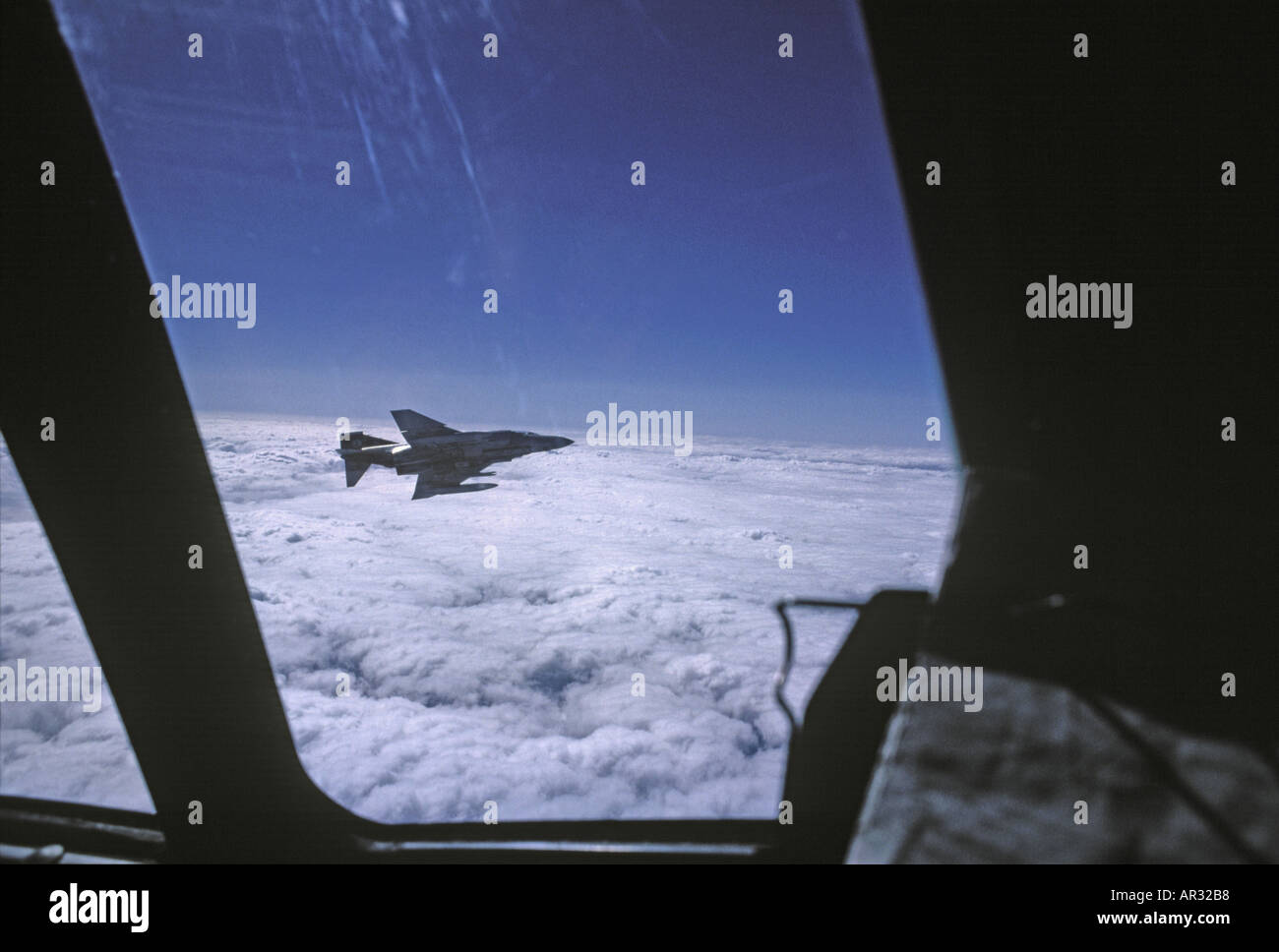 View from an airliners cockpit when being intercepted by a military jet ...