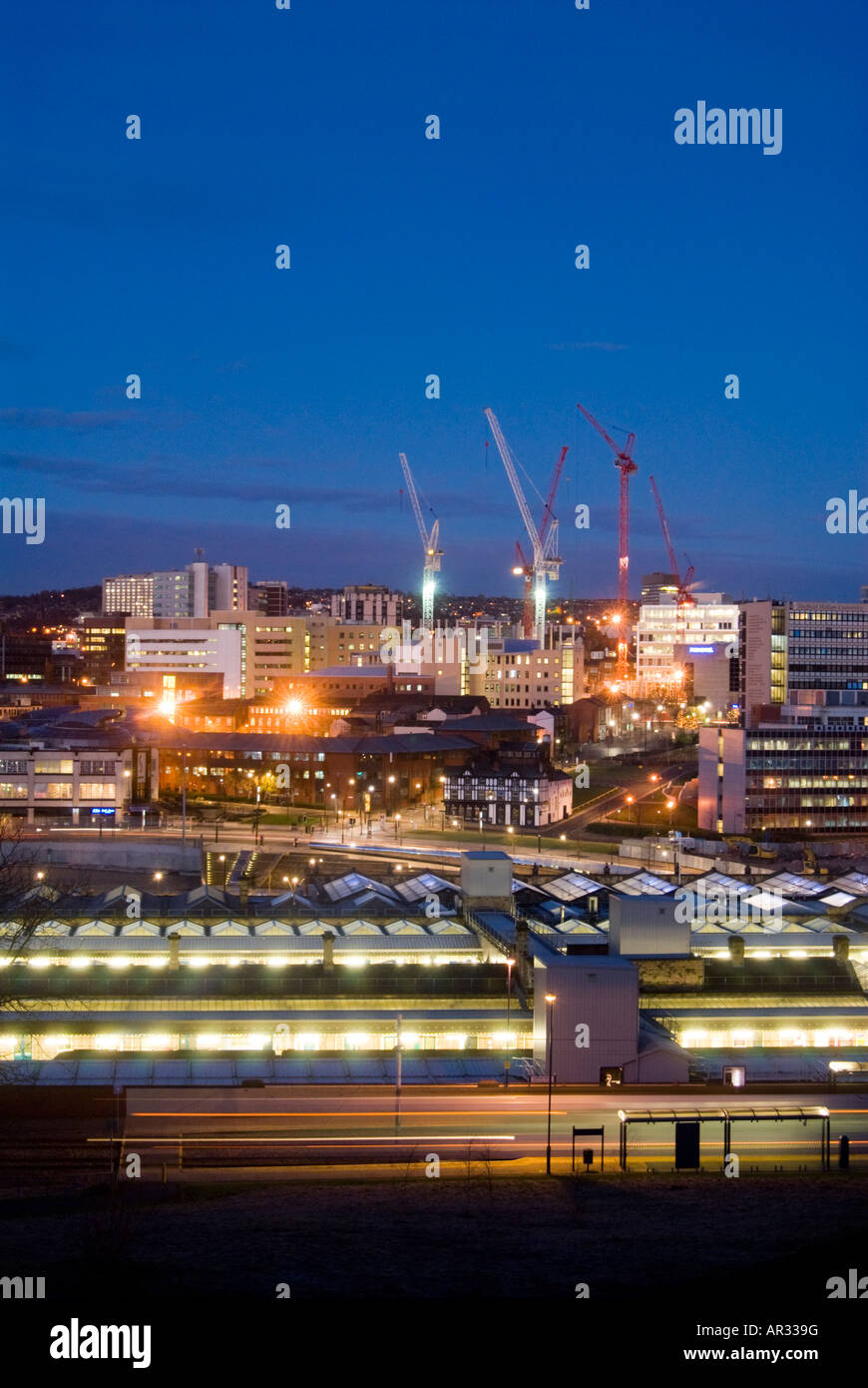 Sheffield Skyline at Dusk UK Stock Photo - Alamy