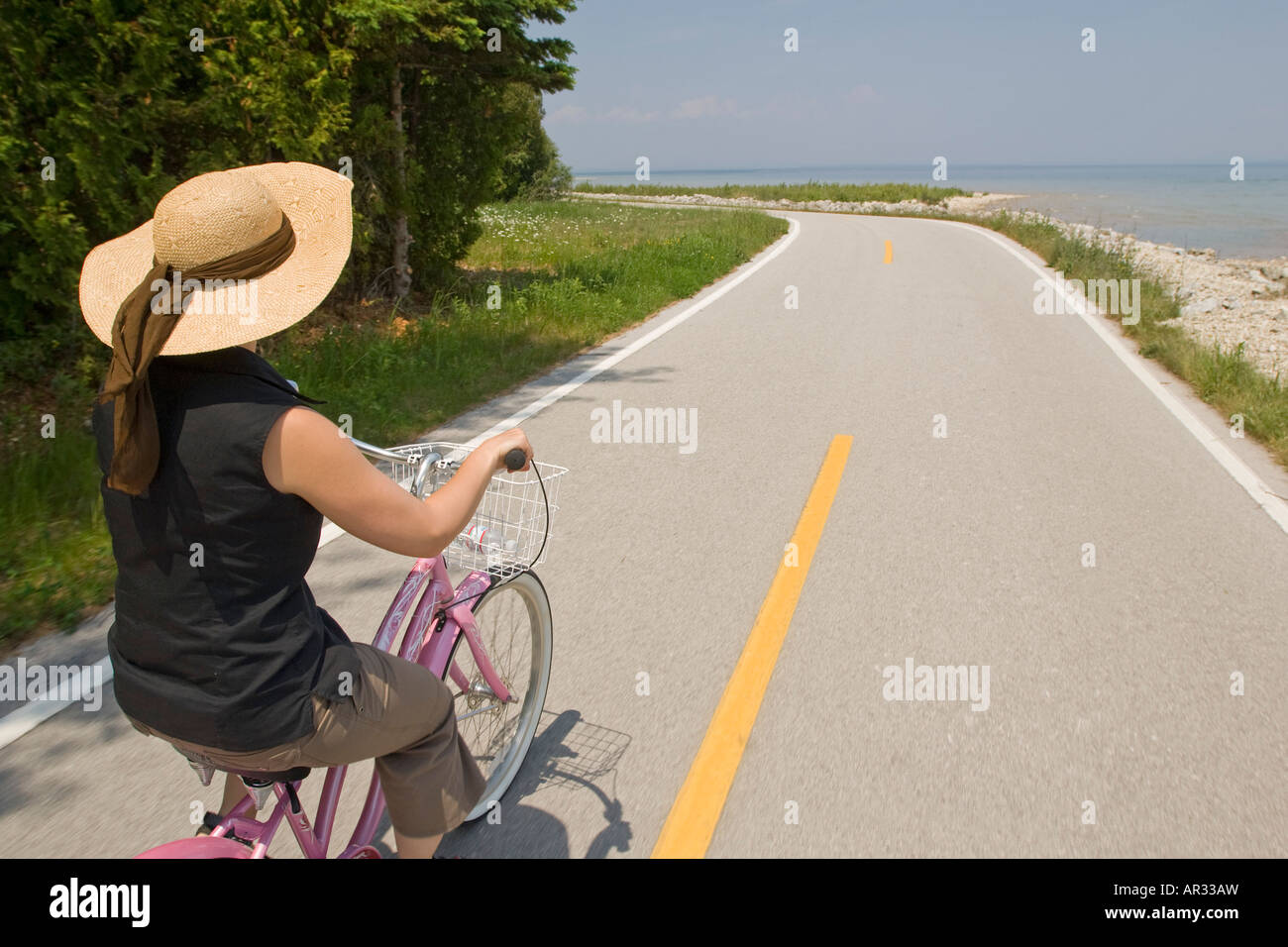First person view of biking around Mackinac Island in Michigan with a ...