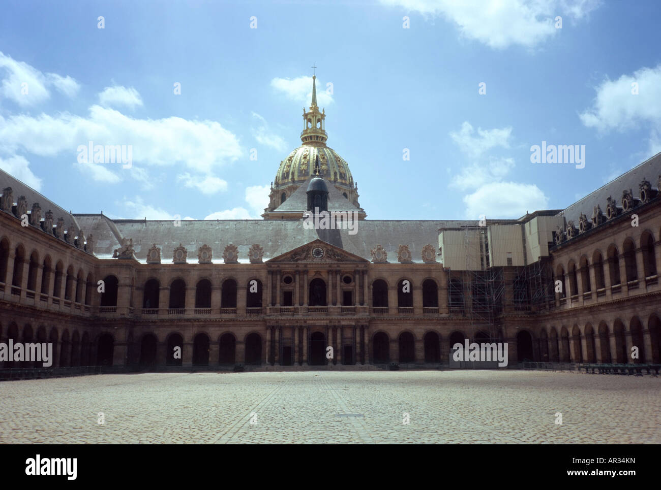 Cour d'honneur and dome in the Invalides palace in Paris Stock Photo ...
